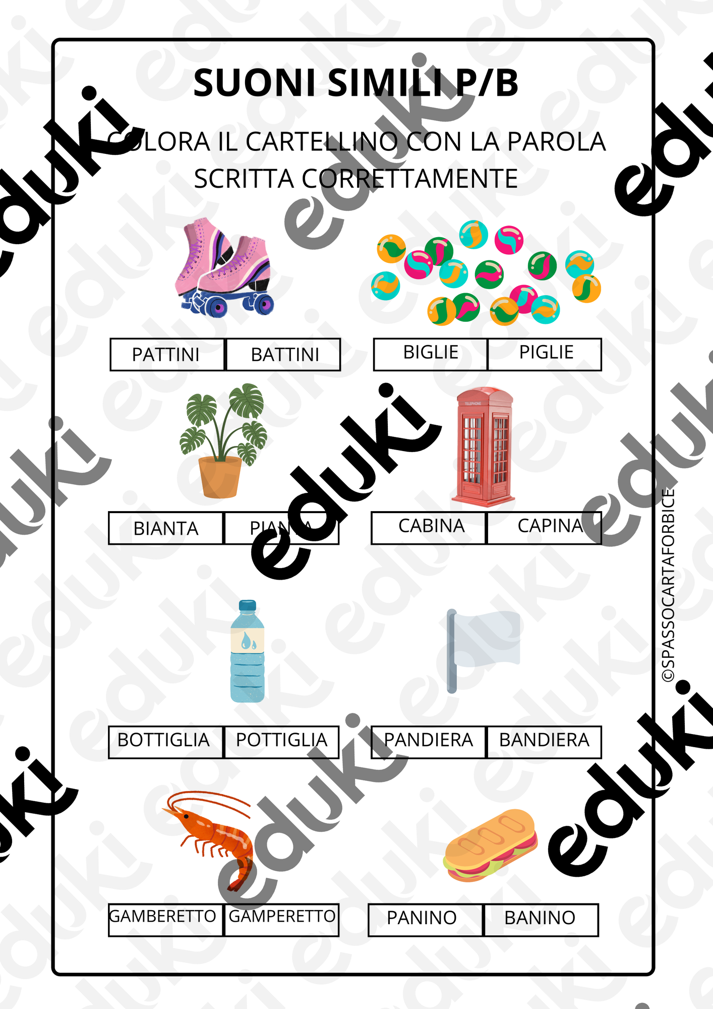 Schede didattiche suoni simili P B - Materiale didattico per la materia Italiano