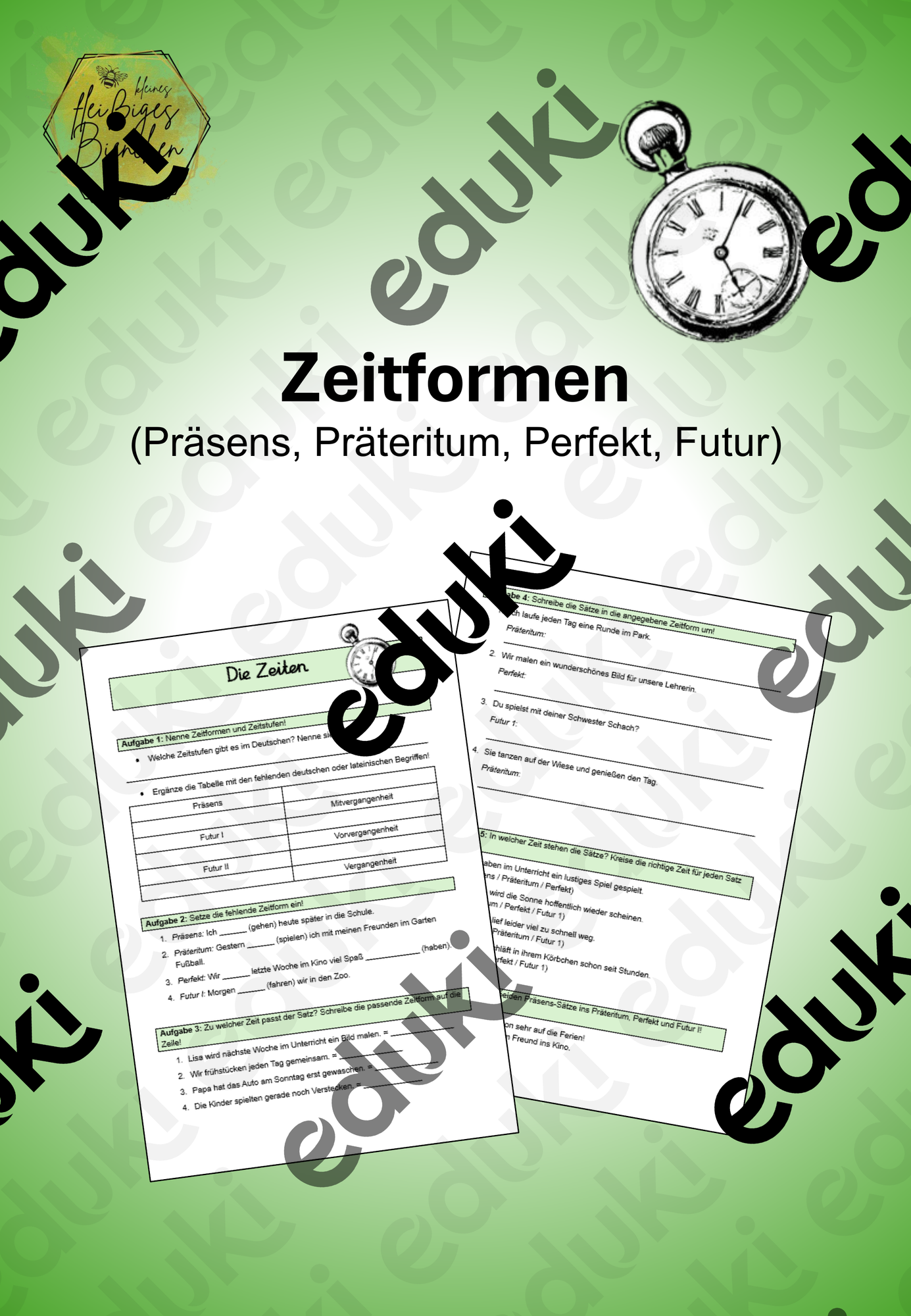 Zeitformen (Präsens, Präteritum, Perfekt, Futur) – Unterrichtsmaterial ...