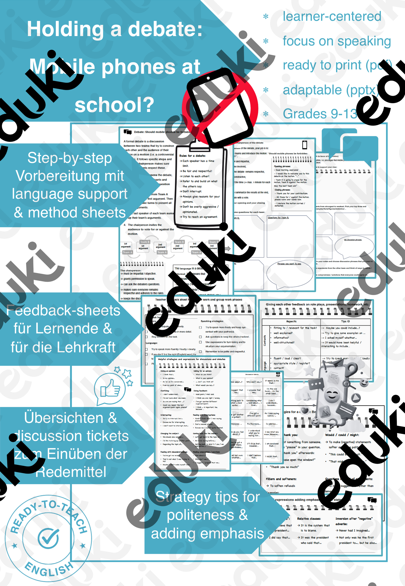 Debate: Mobile phones at school? – Unterrichtsmaterial in den Fächern Englisch & Digitale Bildung