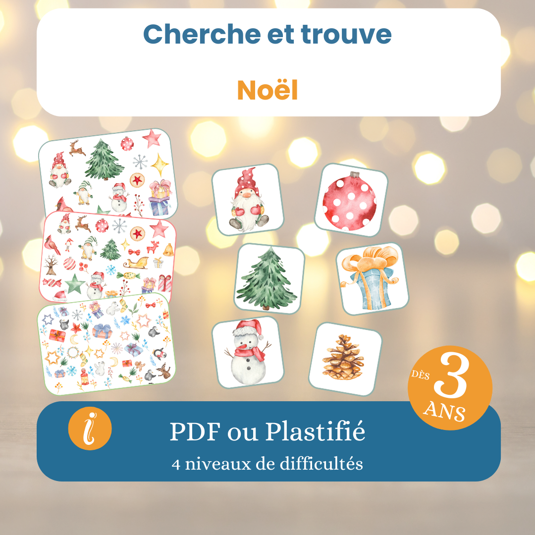 Cherche et Trouve de Noël – 60 cartes & 4 niveaux de difficulté (jeu ...
