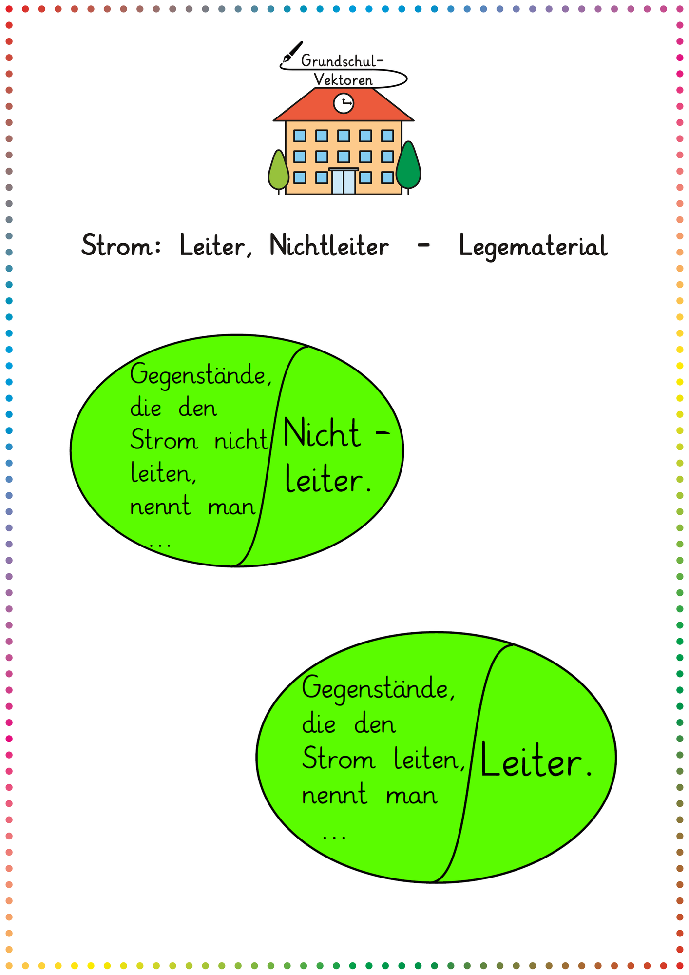 Strom: Leiter, Nichtleiter (Isolatoren) – Legematerial zur Zuordnung ...