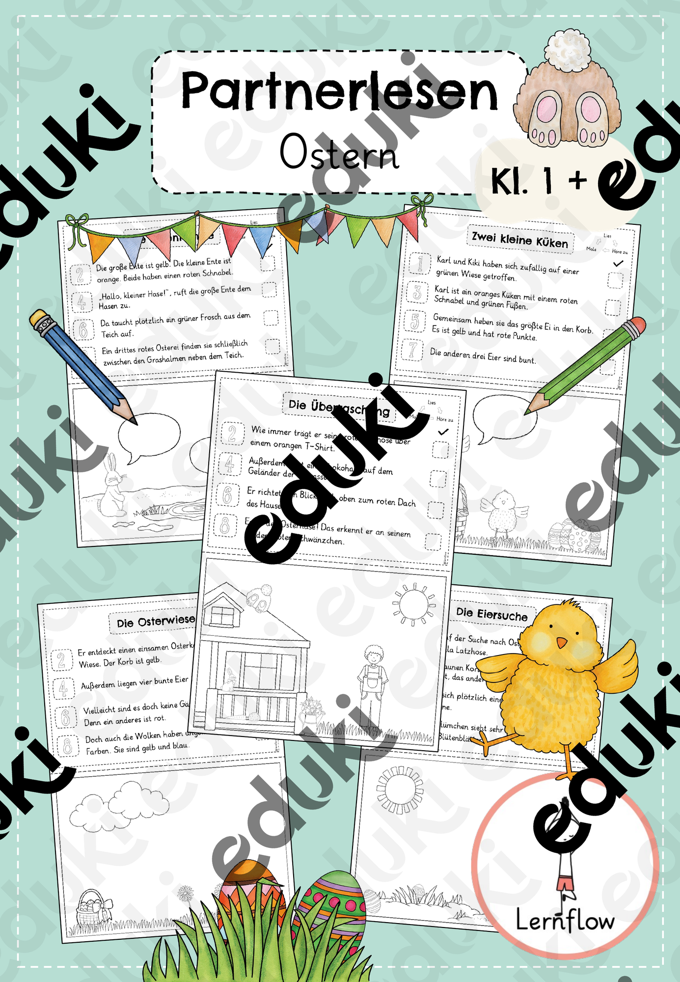 Lesetraining Partnerlesen Ostern | Kl. 1 + 2 – Unterrichtsmaterial in den Fächern Deutsch ...