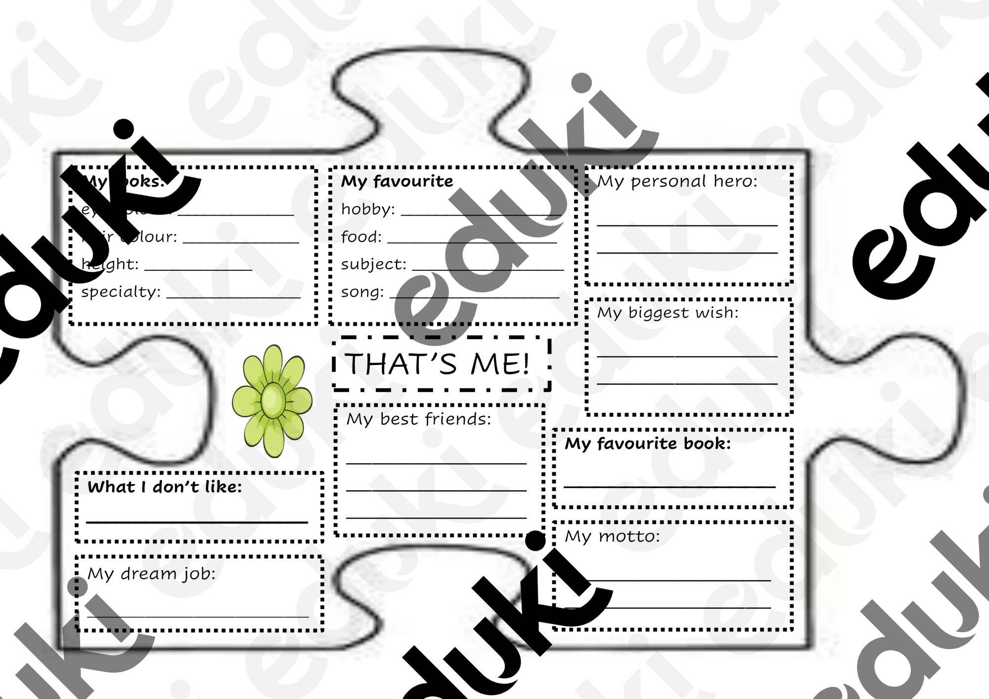 Steckbrief in Puzzleform (englisch) – Unterrichtsmaterial im Fach Englisch