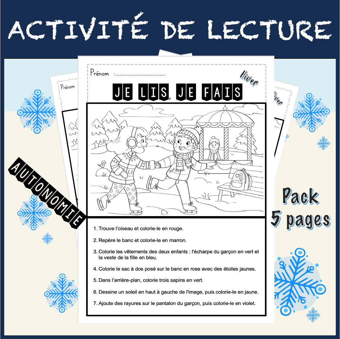 Je lis, je fais - lecture - hiver - autonomie - Ressource pédagogique ...
