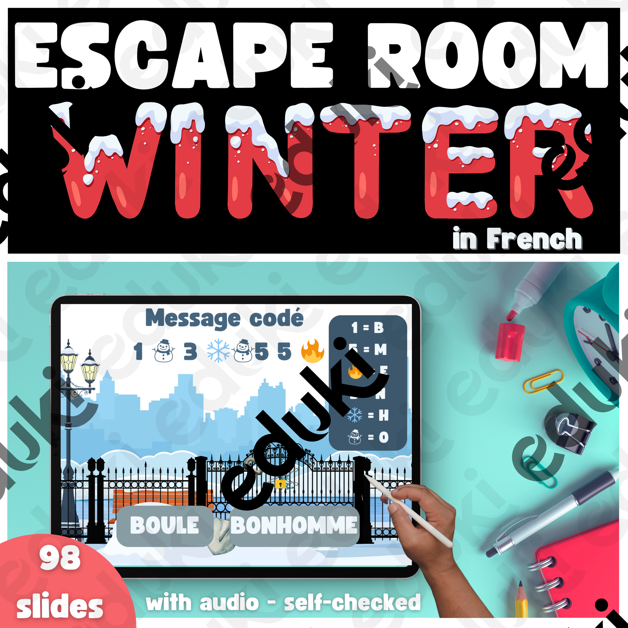 Winter Escape Room – Unterrichtsmaterial im Fach Französisch