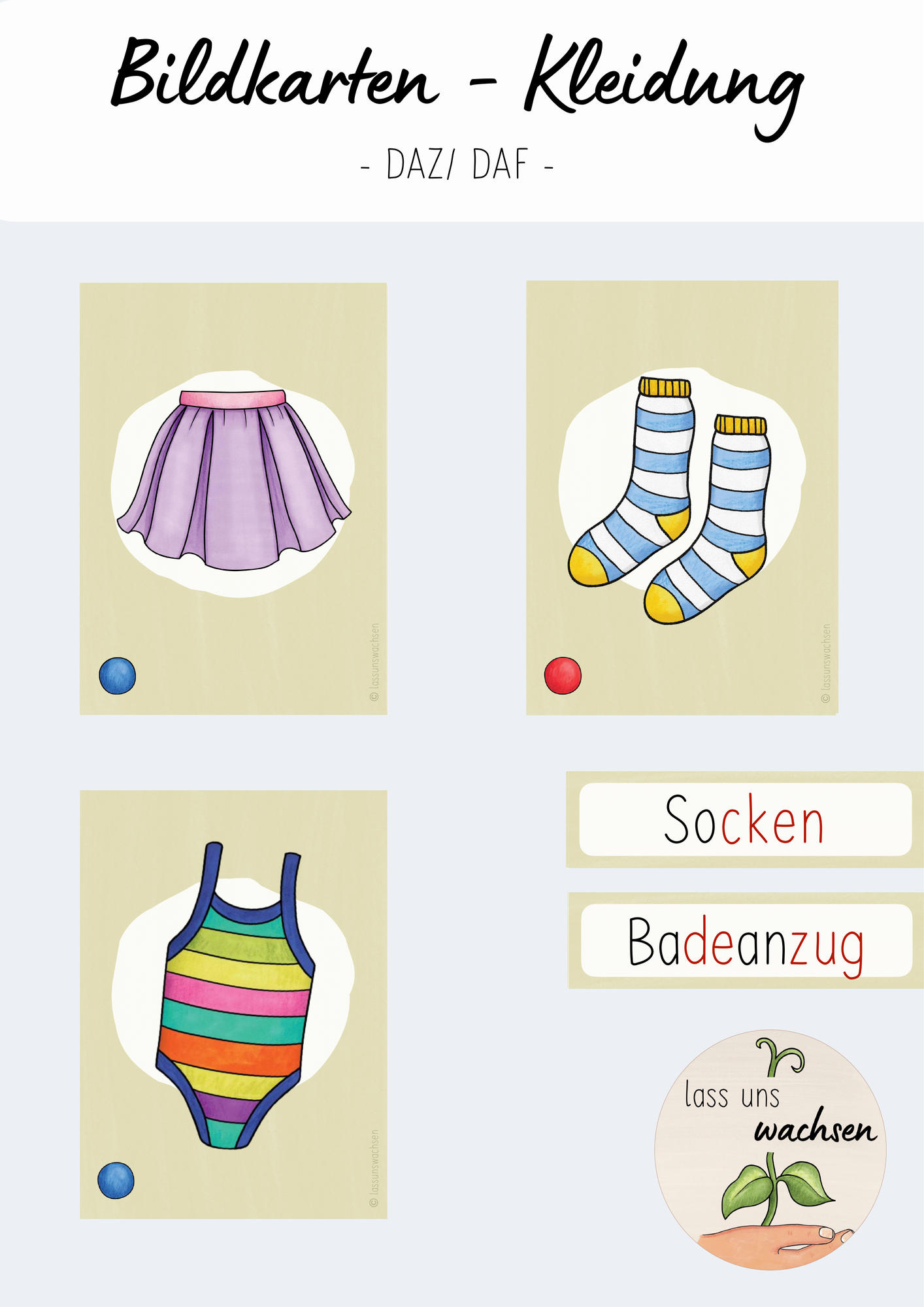 Bildkarten - Kleidung (DAZ/ DAF) – Unterrichtsmaterial im Fach DaZ/DaF