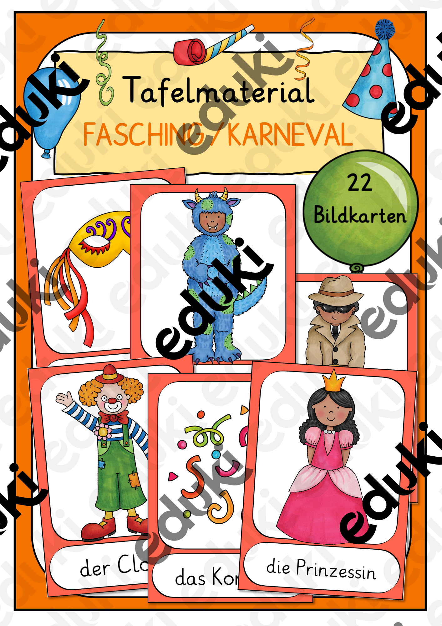 Tafelmaterial Bildkarten Fasching / Karneval – Unterrichtsmaterial im ...