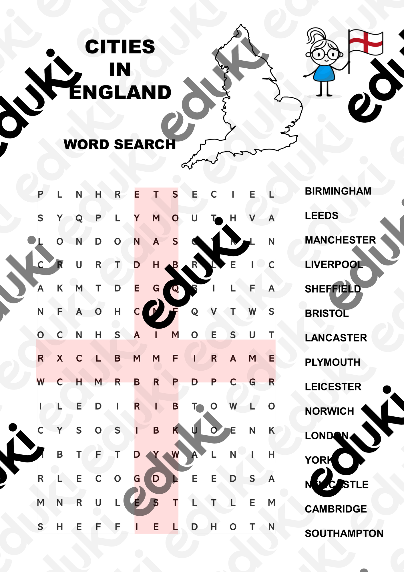 Cities in England - Word Search – Unterrichtsmaterial in den Fächern ...