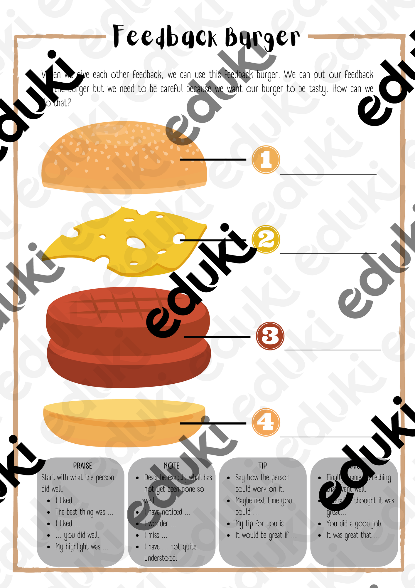 Feedback-Buger Englisch – Unterrichtsmaterial im Fach Englisch