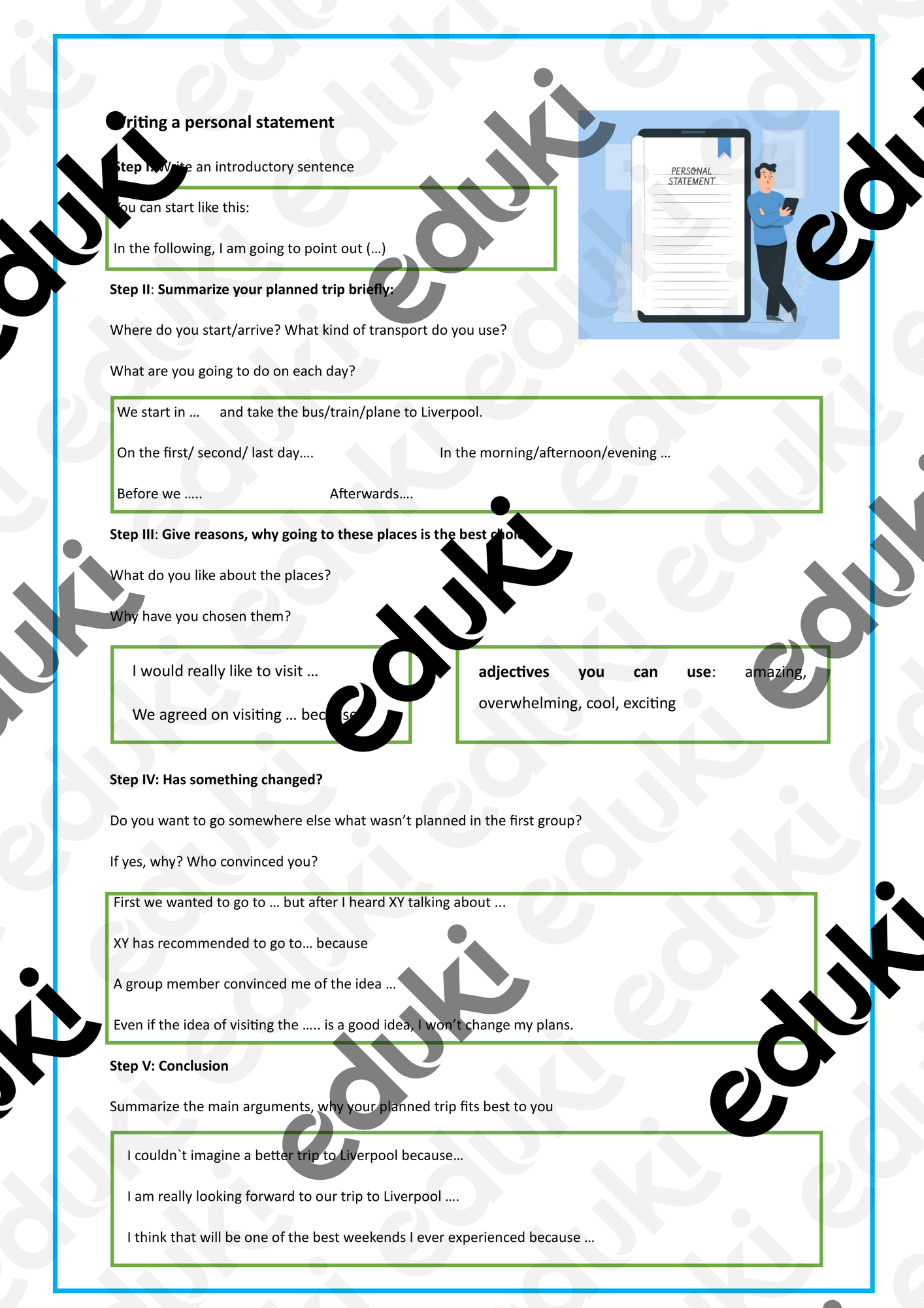 Writing a personal statement – Unterrichtsmaterial im Fach Englisch