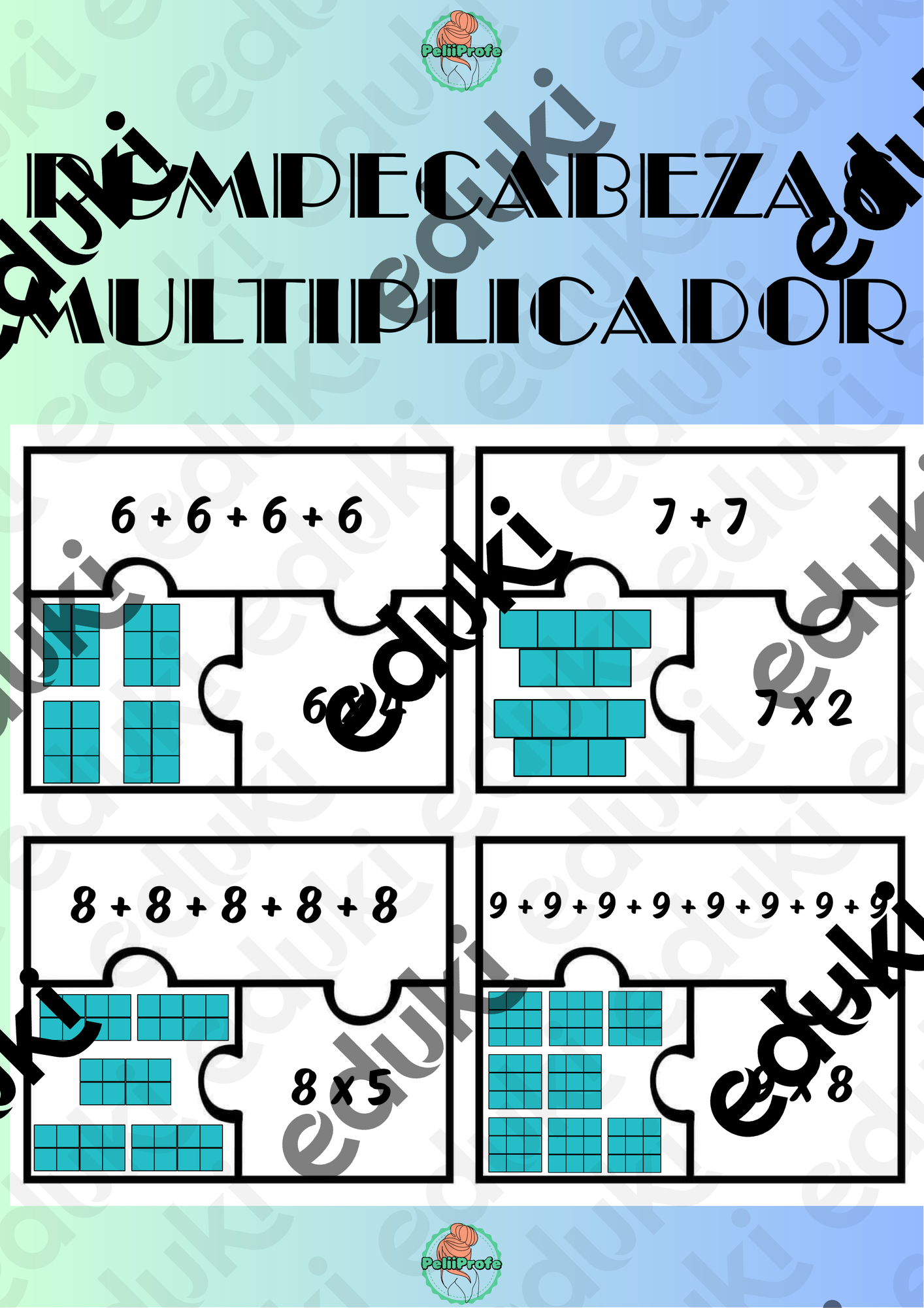 ROMPECABEZAS CON LAS TABLAS DE MULTIPLICAR DEL 1 AL 10 - material de la ...
