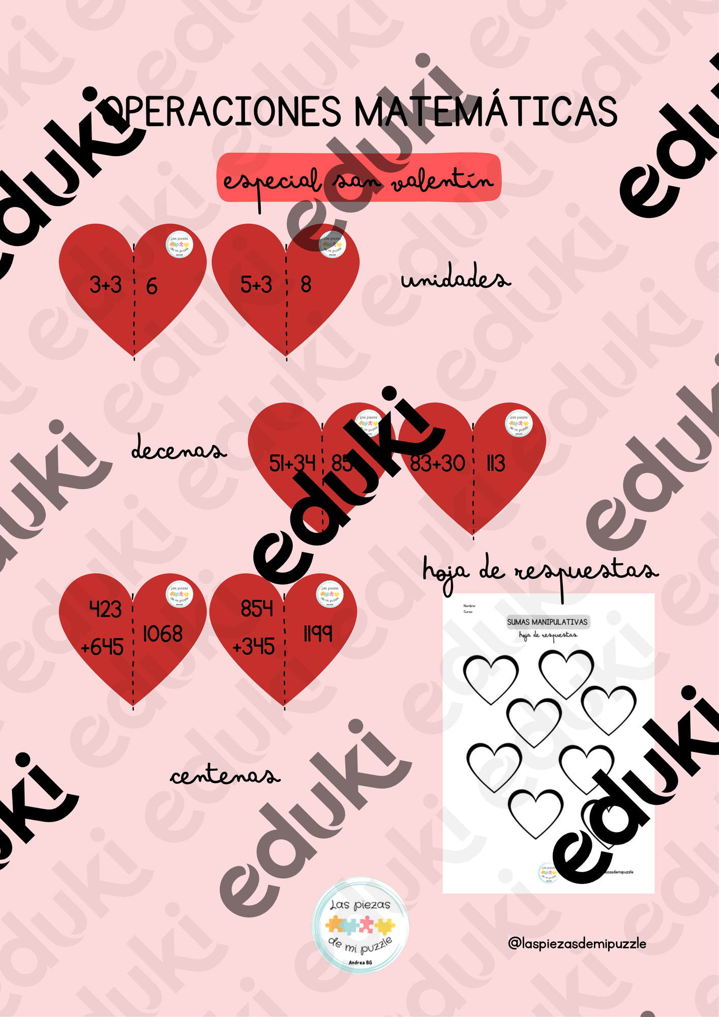 SUMAS CON TEMÁTICA DE SAN VALENTÍN - material didáctico de las ...