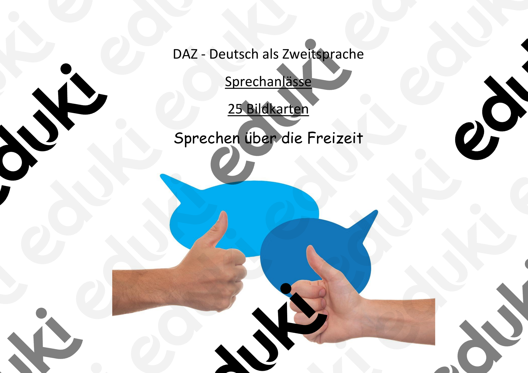 DAZ Sprechanlass: Freizeit - 25 Bildkarten zum Sprechen ...