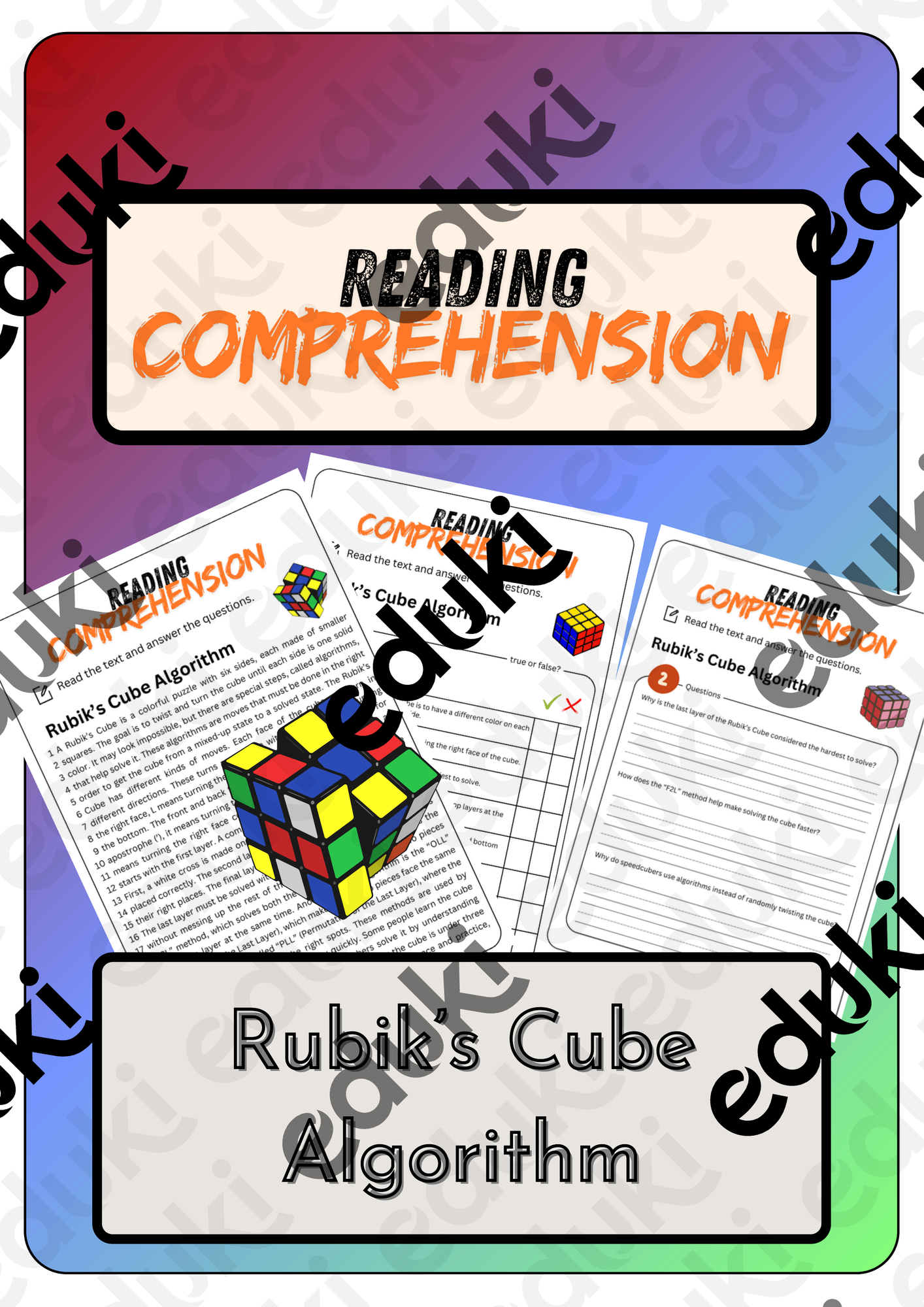 Reading Comprehension - Rubik’s Cube Algorithm + Solutions ...