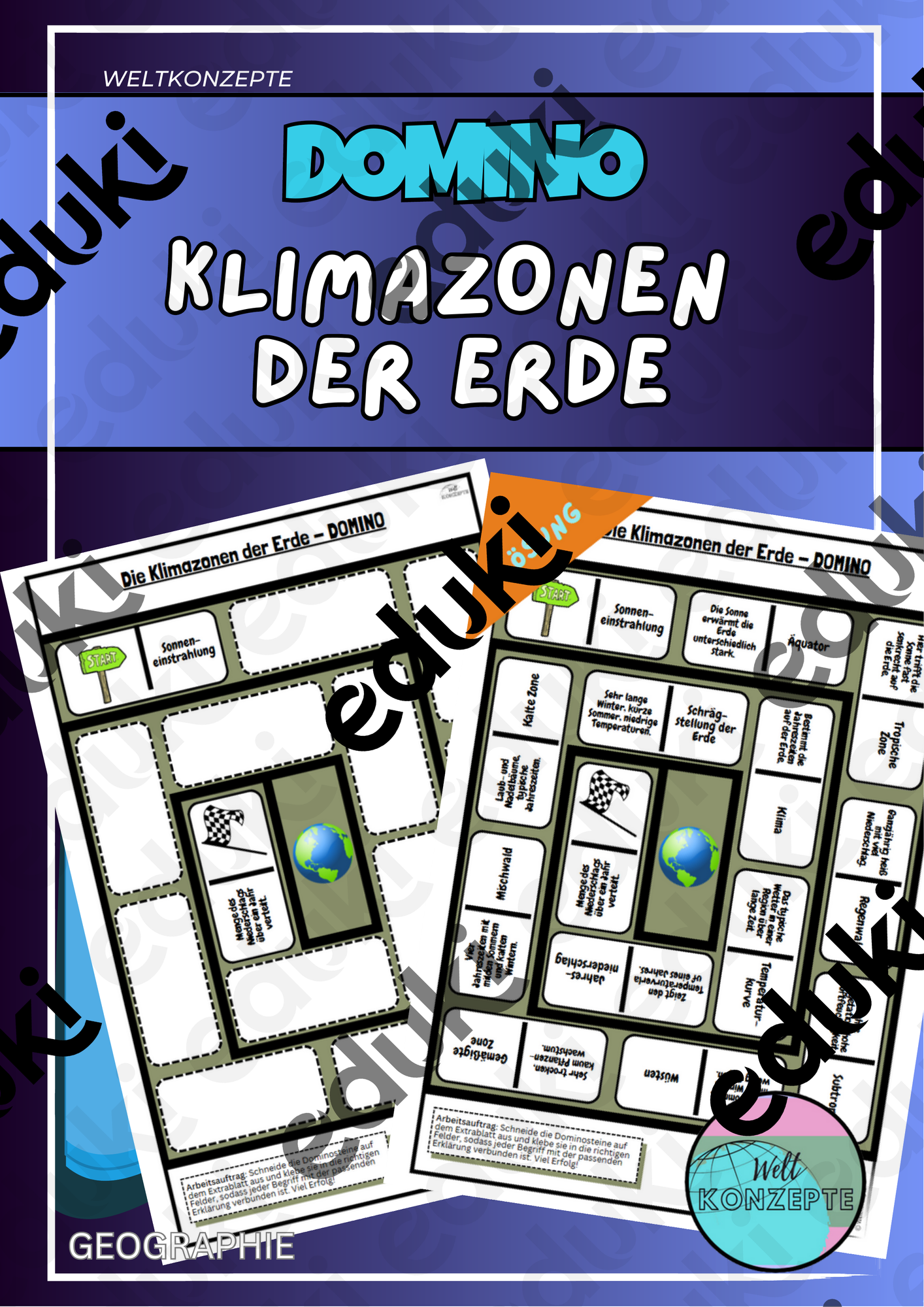 Die Klimazonen der Erde - Domino – Unterrichtsmaterial im Fach Erdkunde