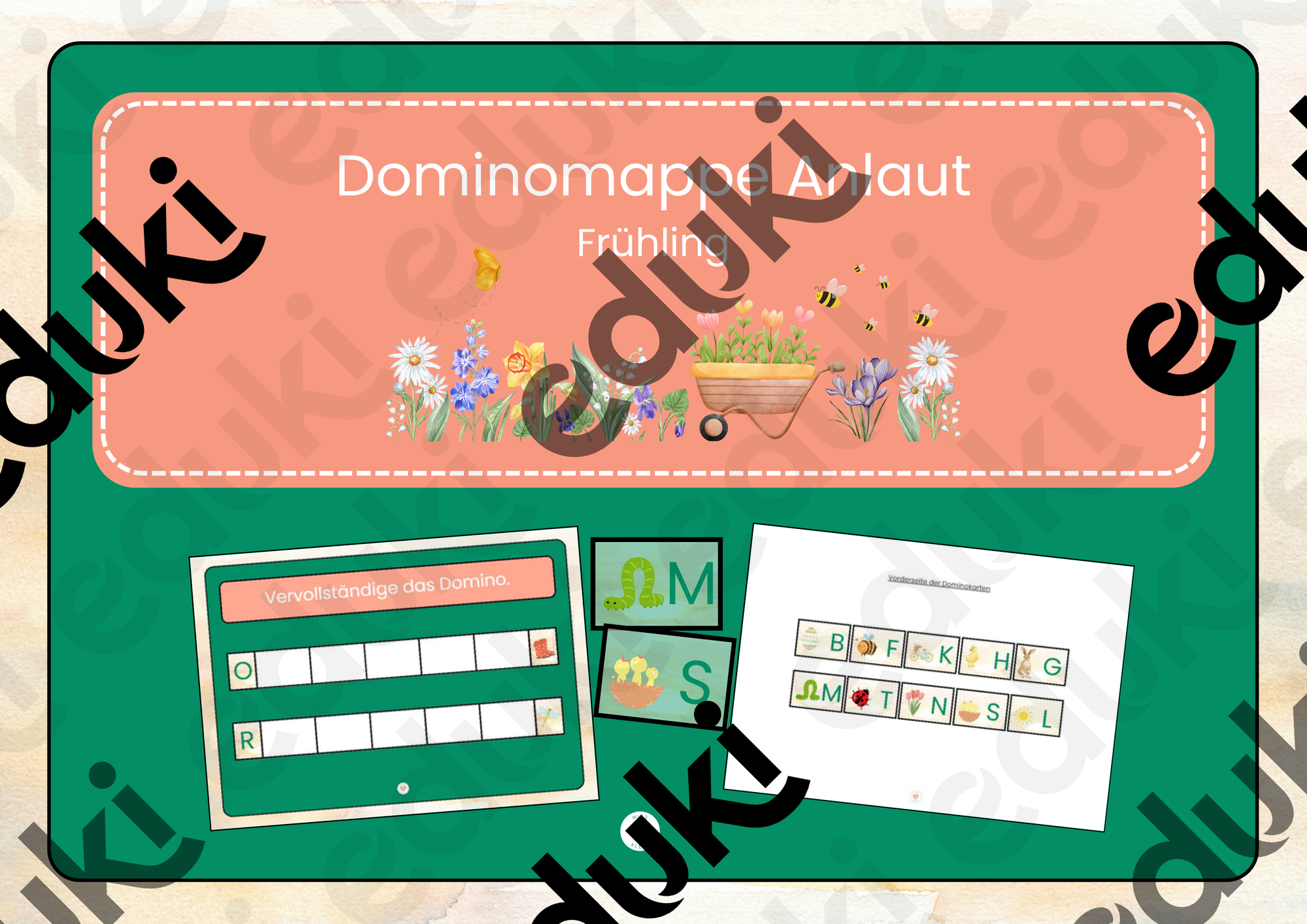 Domino Mappe Frühling Anlaut – Unterrichtsmaterial im Fach Deutsch