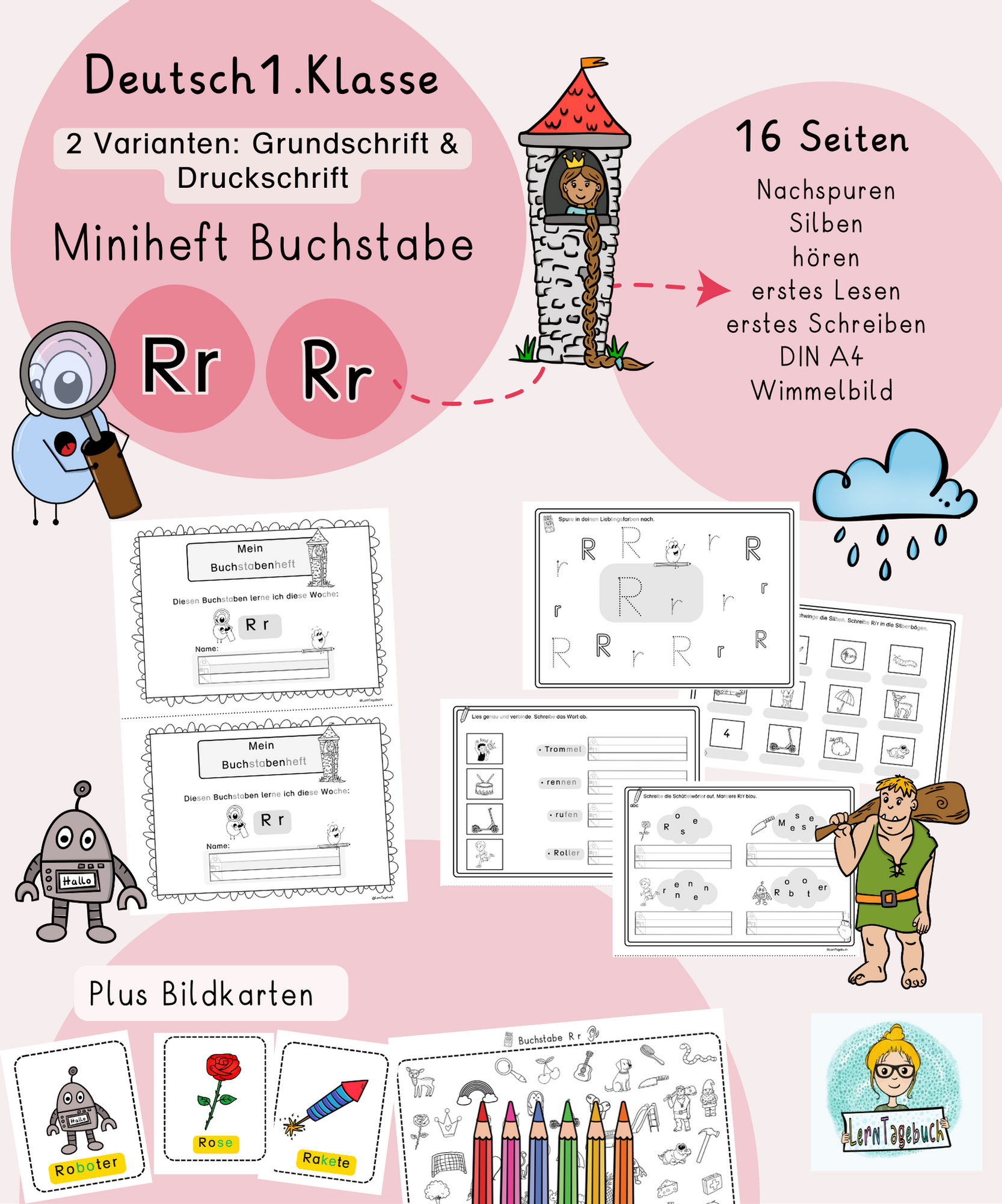 Buchstabenheft R, Deutsch 1.Klasse, DaZ, erstes Schreiben, lesen ...