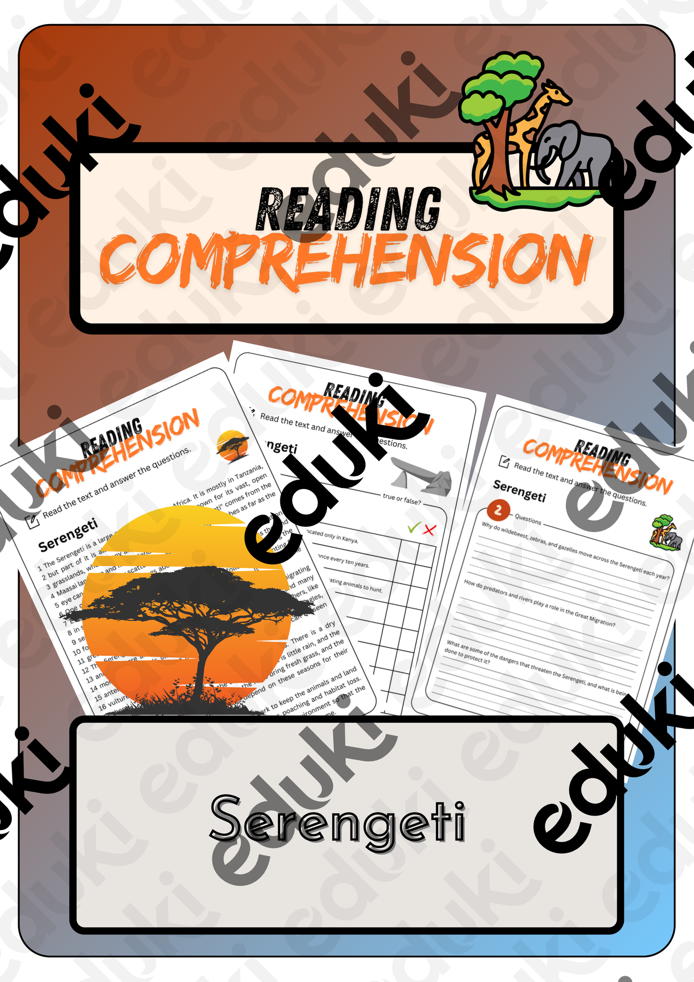Reading Comprehension - Serengeti + Solutions – Unterrichtsmaterial im ...