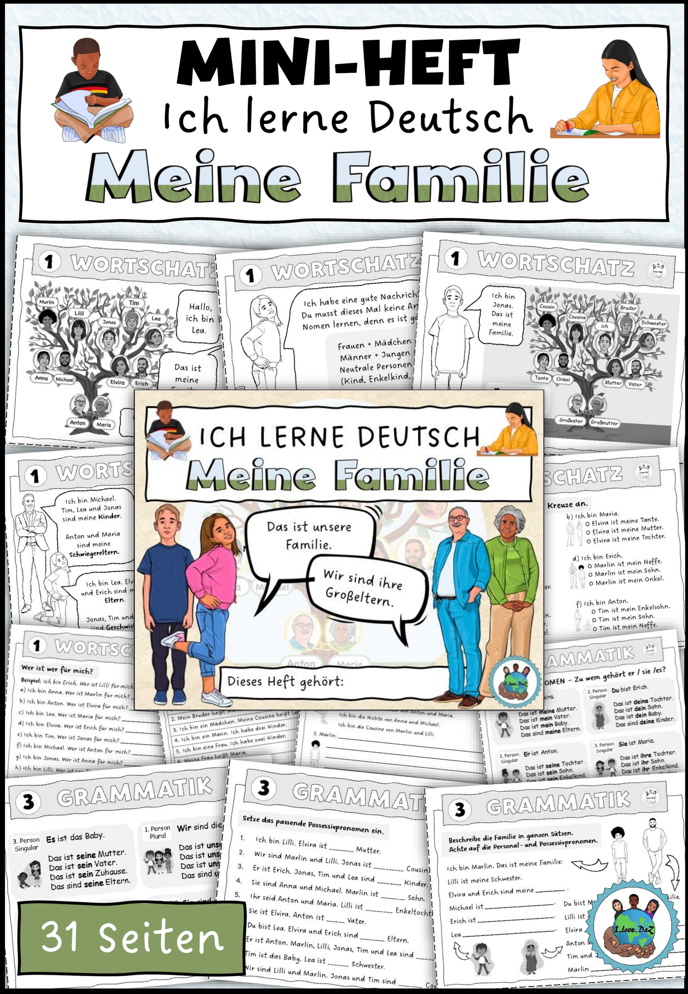 Mini-Heft - Ich lerne Deutsch - Meine Familie - Selbstlernheft für DaZ ...