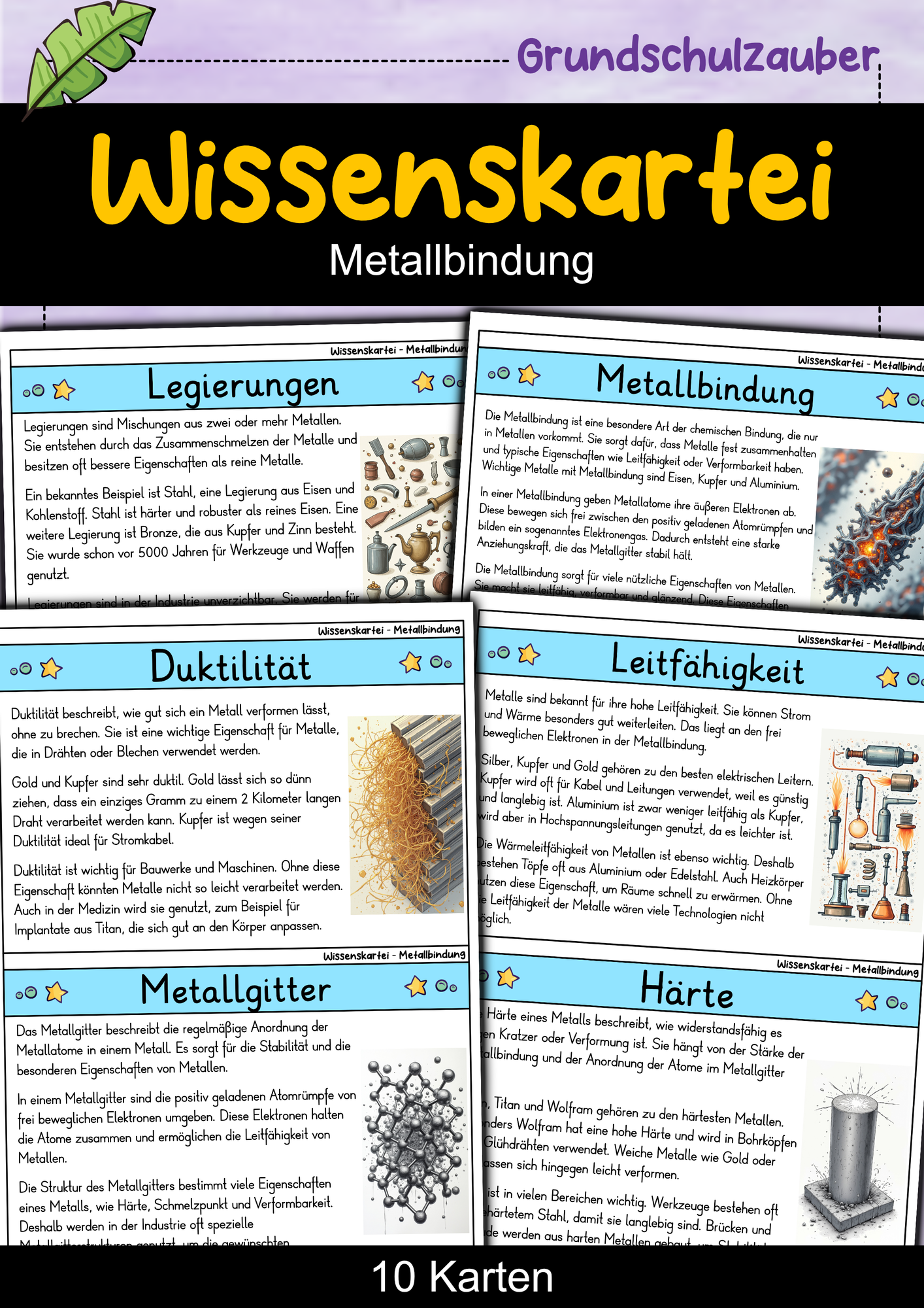 Wissenskartei - Metallbindung | Chemie – Unterrichtsmaterial im Fach Chemie