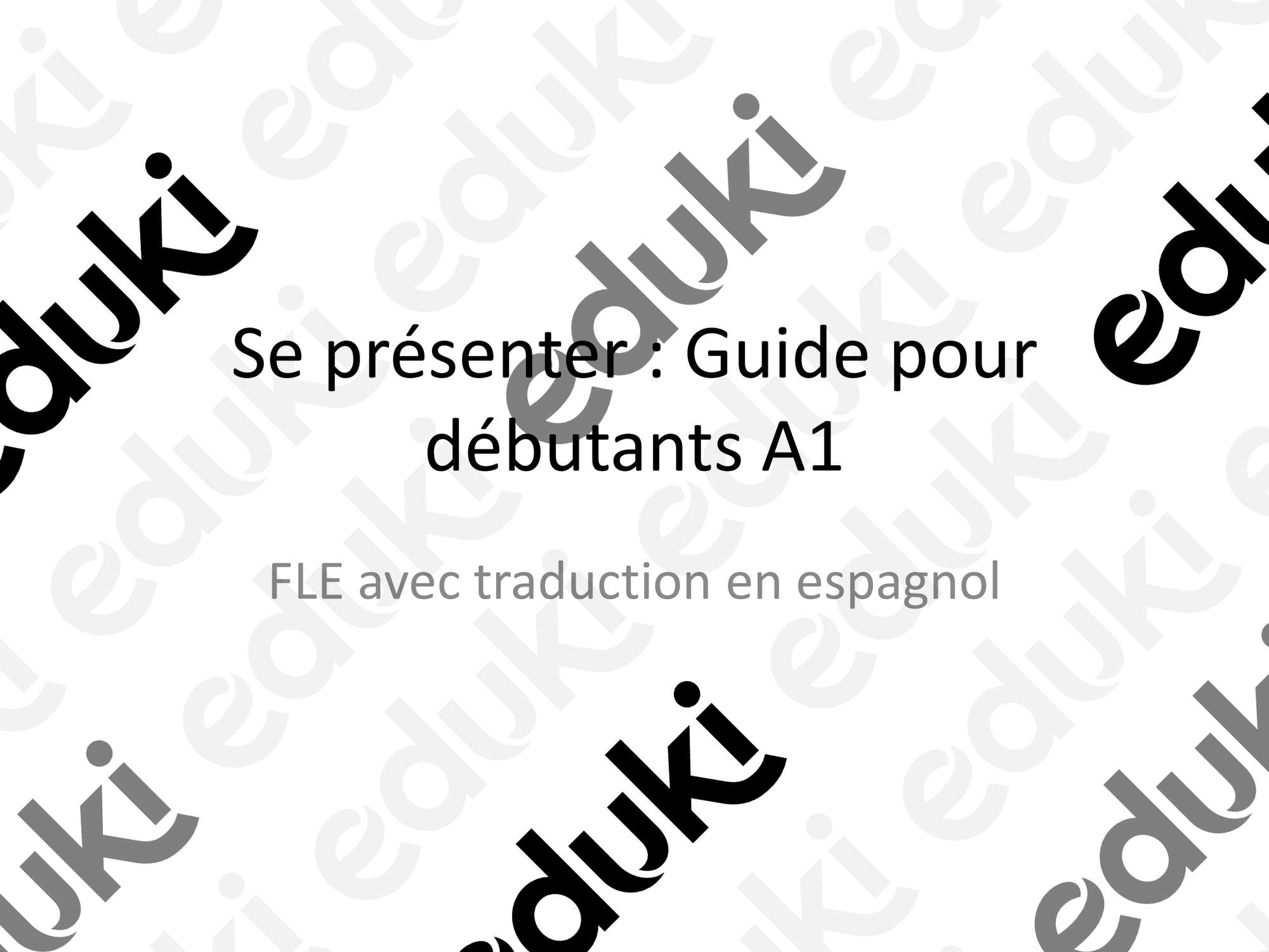 Se_presenter en Français_niveau A1 - Ressource pédagogique pour ton ...