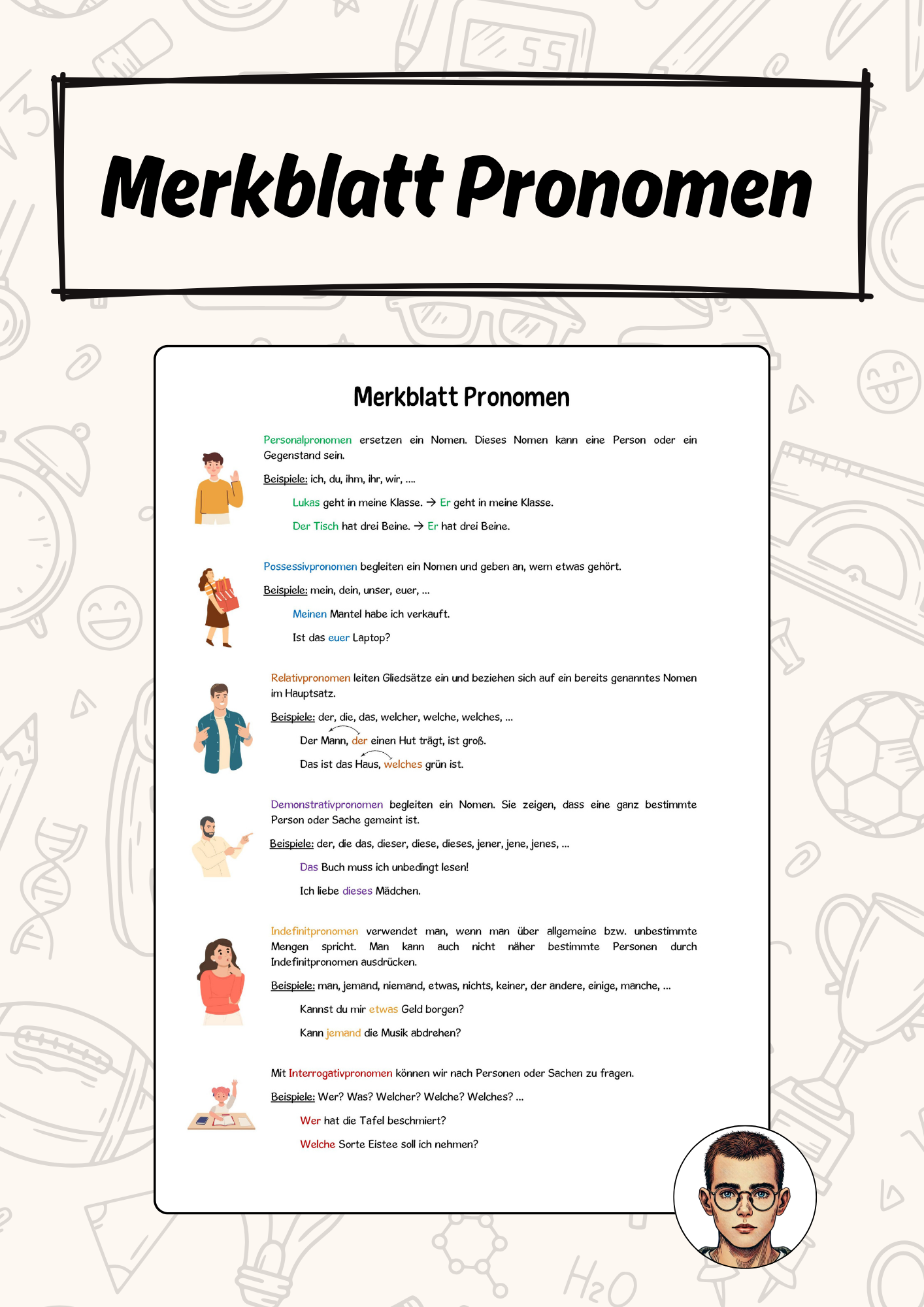 Merkblatt - Pronomen – Unterrichtsmaterial im Fach Deutsch