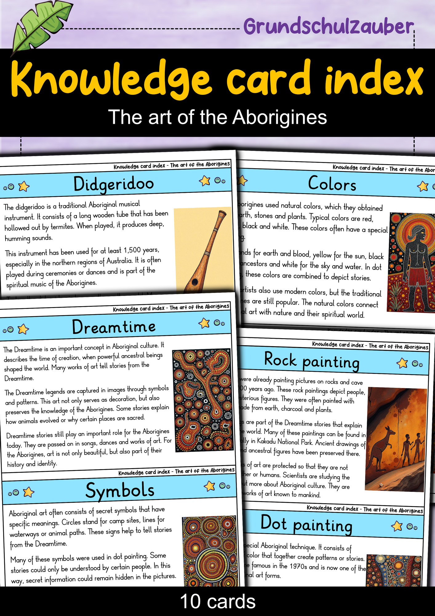Knowledge card index - The art of the Aborigines | Art (English ...