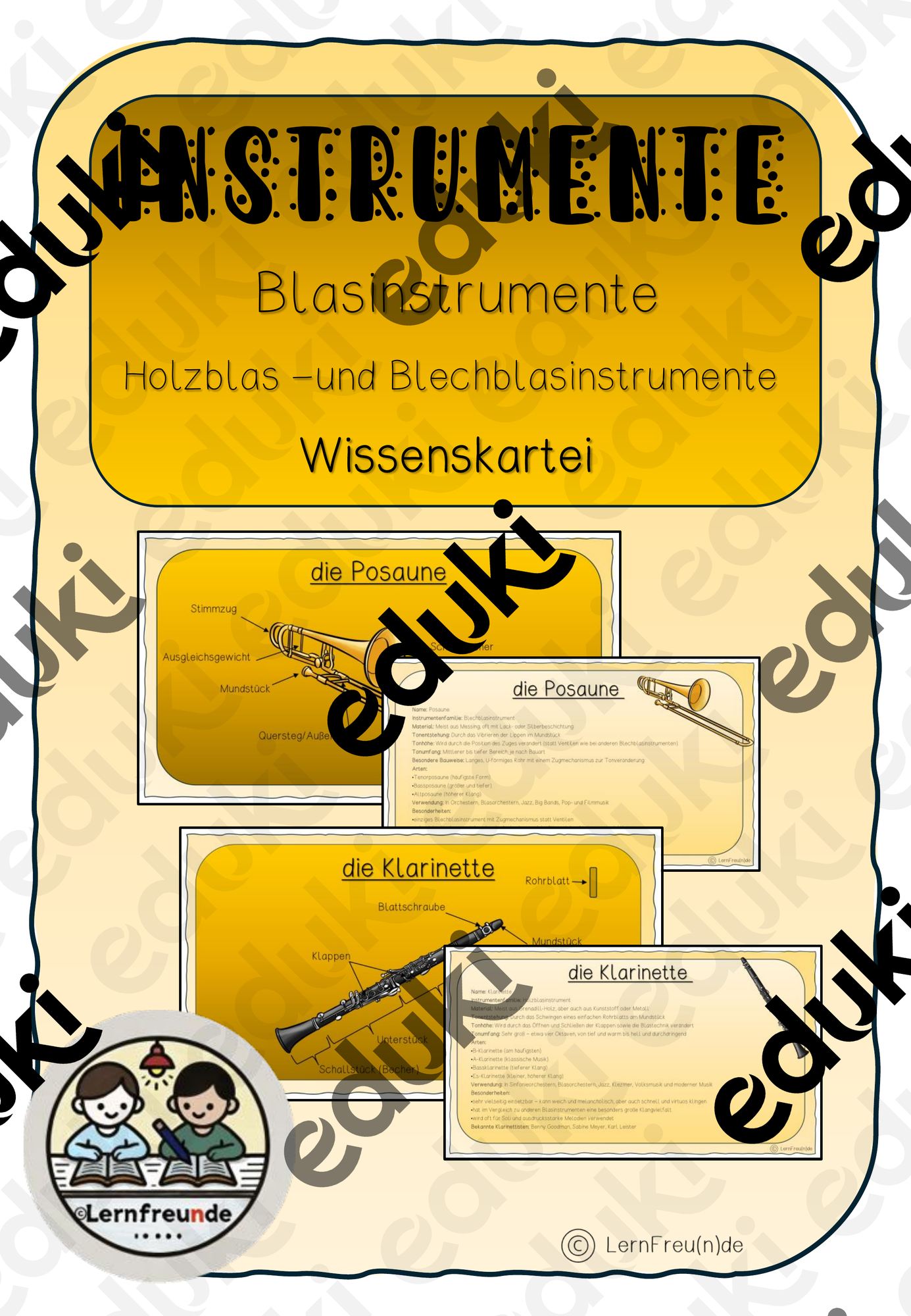 Wissenskartei Blasinstrumente – Unterrichtsmaterial im Fach Musik