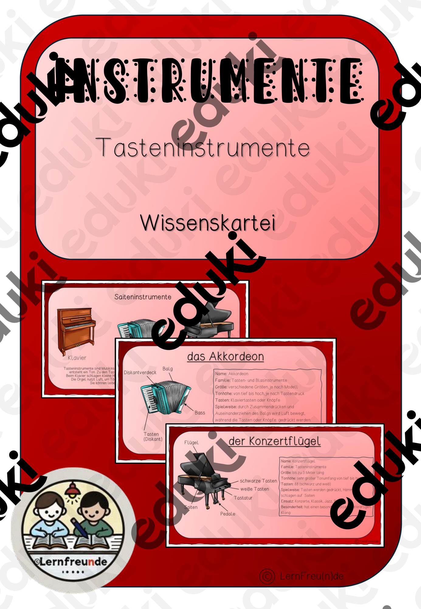 Wissenskartei Tasteninstrumente – Unterrichtsmaterial im Fach Musik