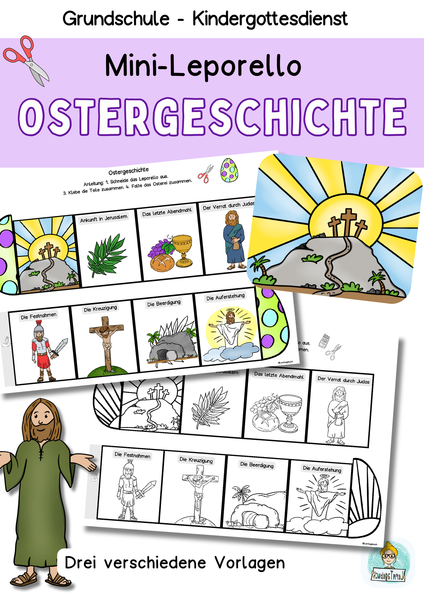 Ostergeschichte Bastelvorlage Leporello, Religion, Kindergottesdienst ...