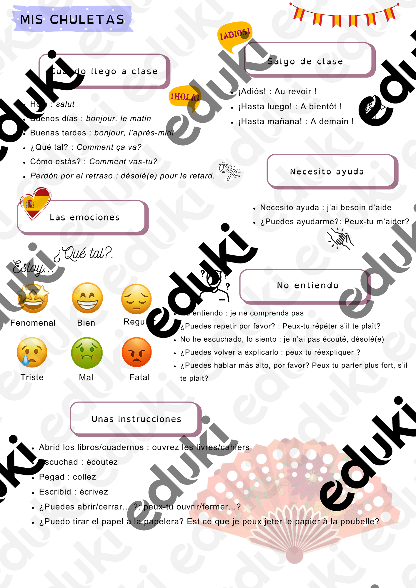 Mis chuletas - Ressource pédagogique pour ton cours de Espagnol