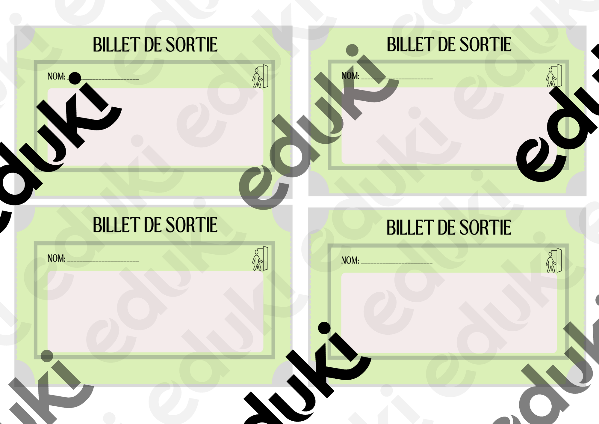 Vorlage_Billet de sortie – Unterrichtsmaterial im Fach Französisch