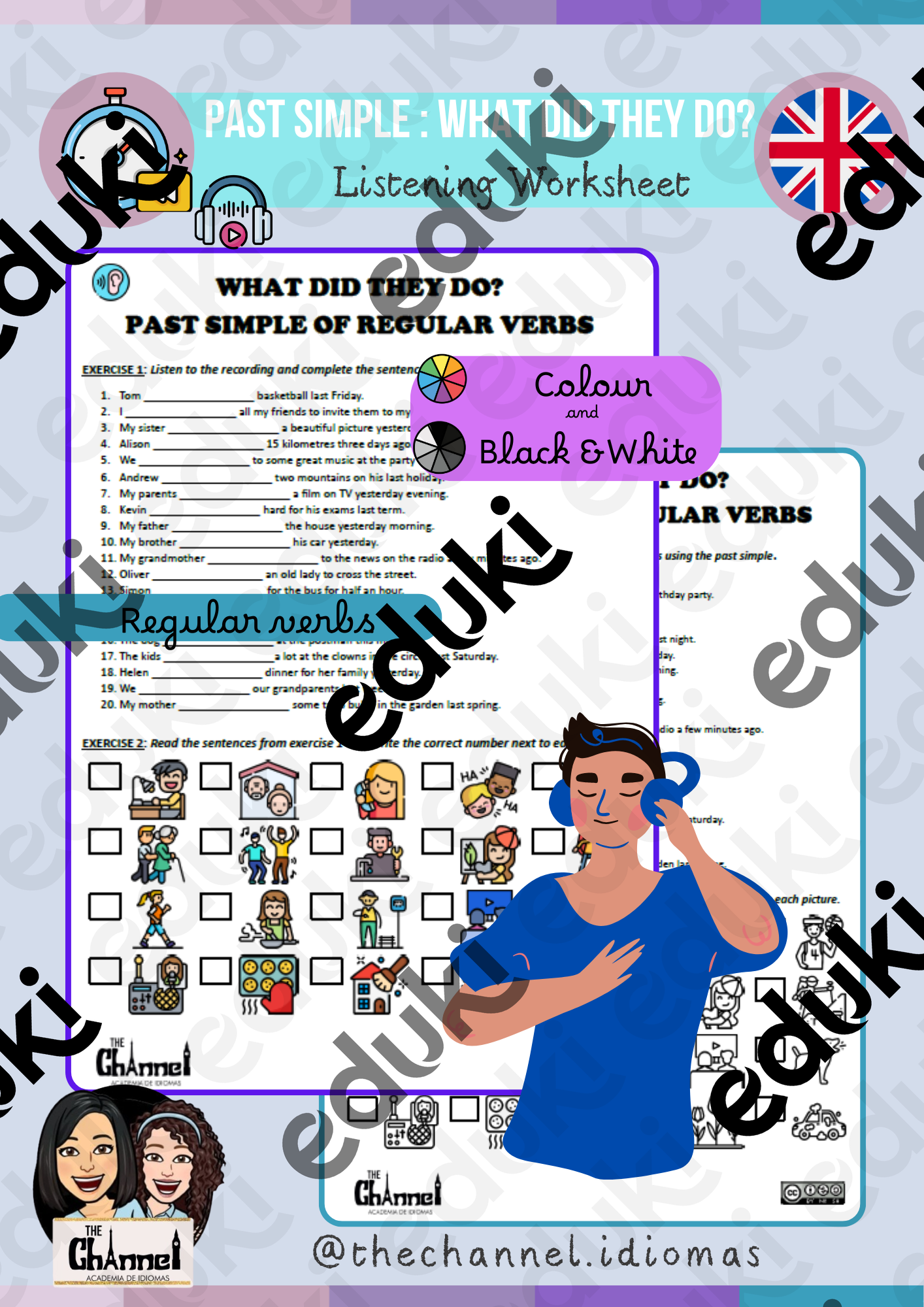PAST SIMPLE OF REGULAR VERBS - Listening Worksheet - material de la ...