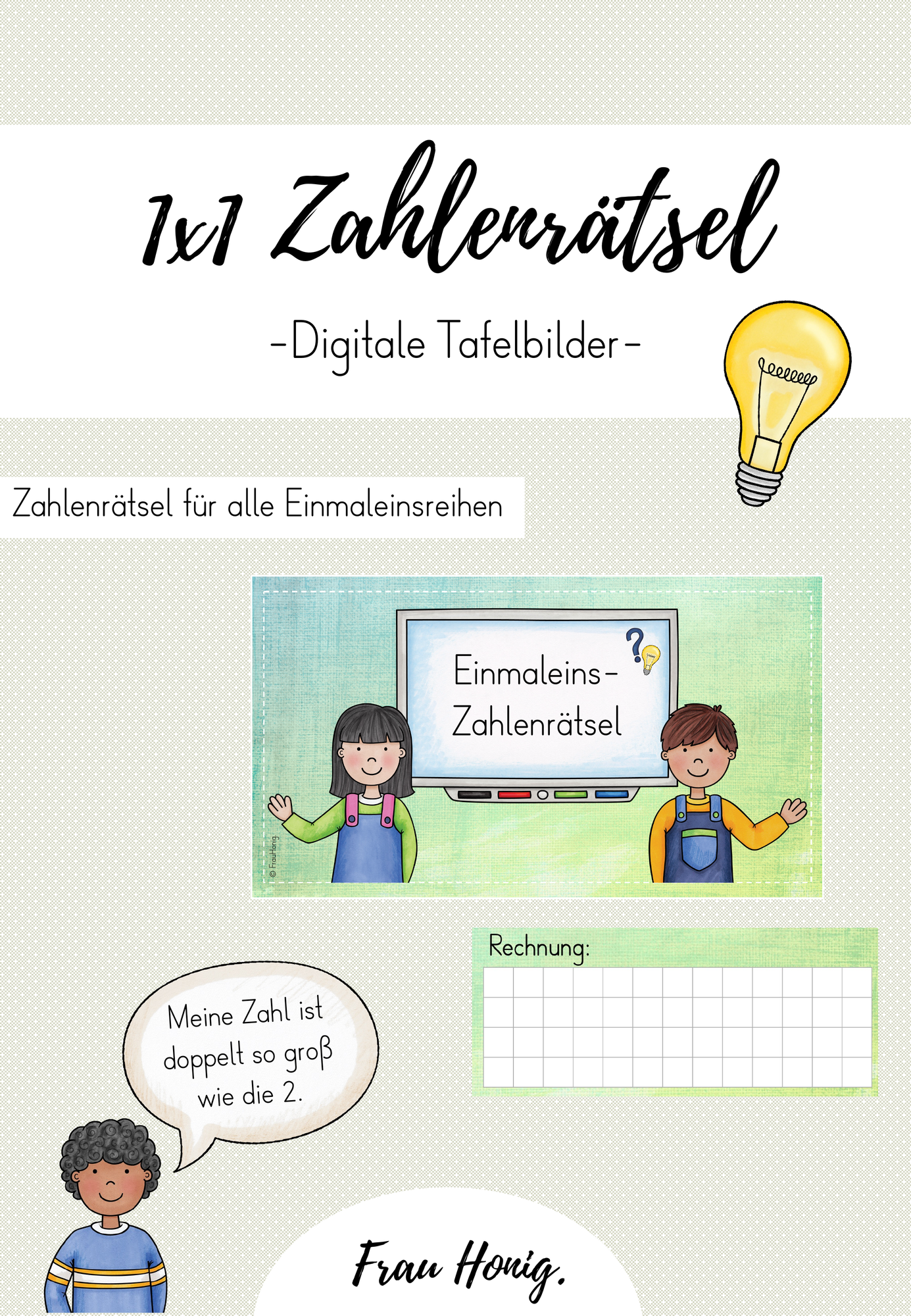 Einmaleins-Zahlenrätsel (Digitale Tafelbilder) – Unterrichtsmaterial im ...