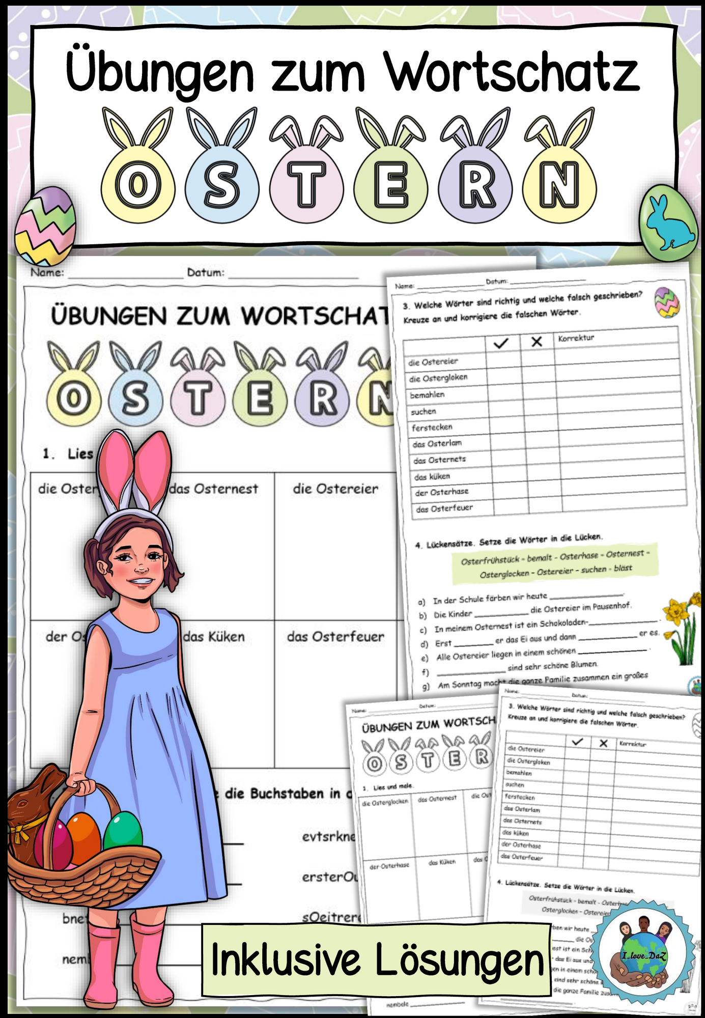 Übungen zum Wortschatz "Ostern" DaZ / DaF / Deutsch ...