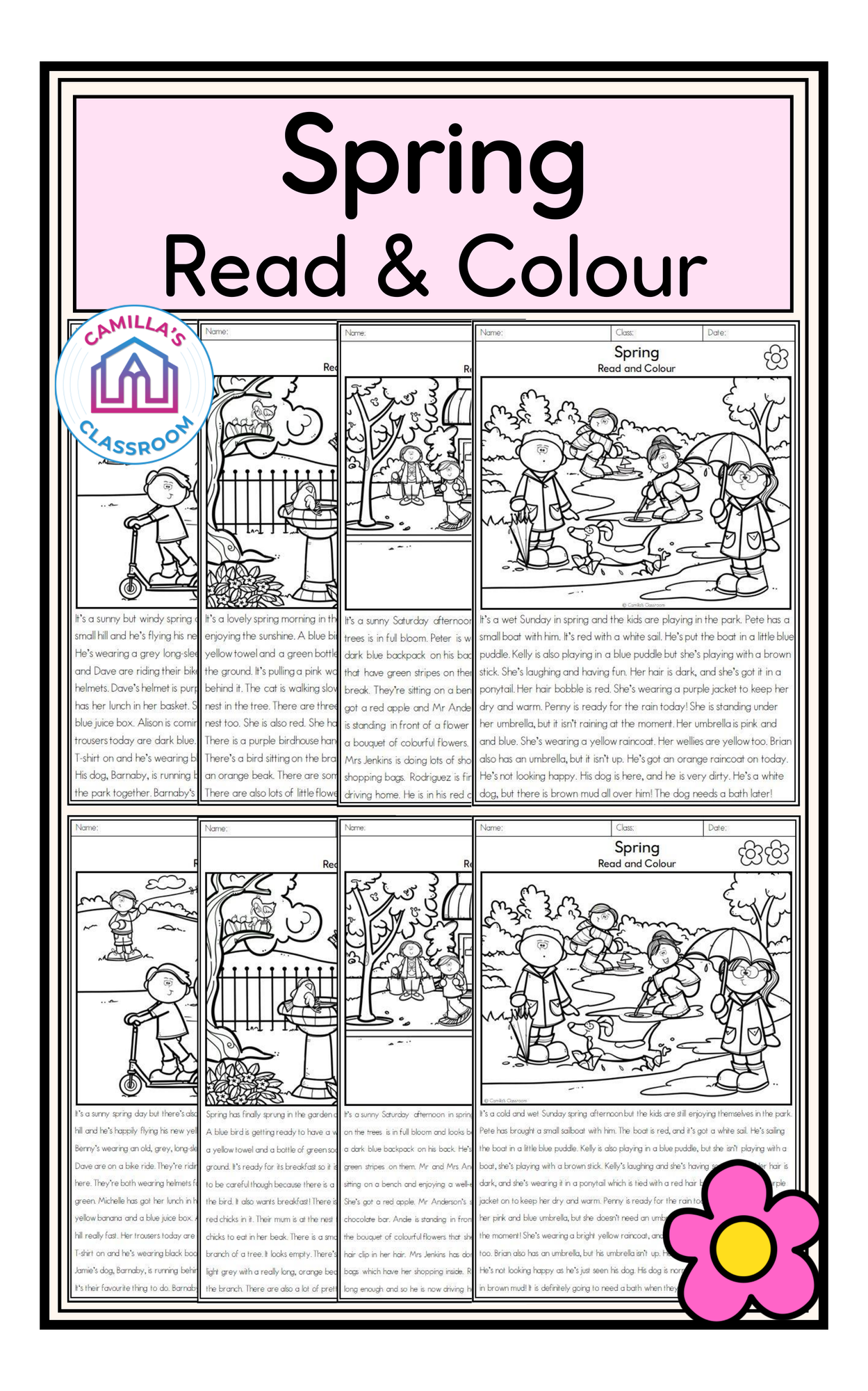 Spring - Read & Colour – Unterrichtsmaterial im Fach Englisch