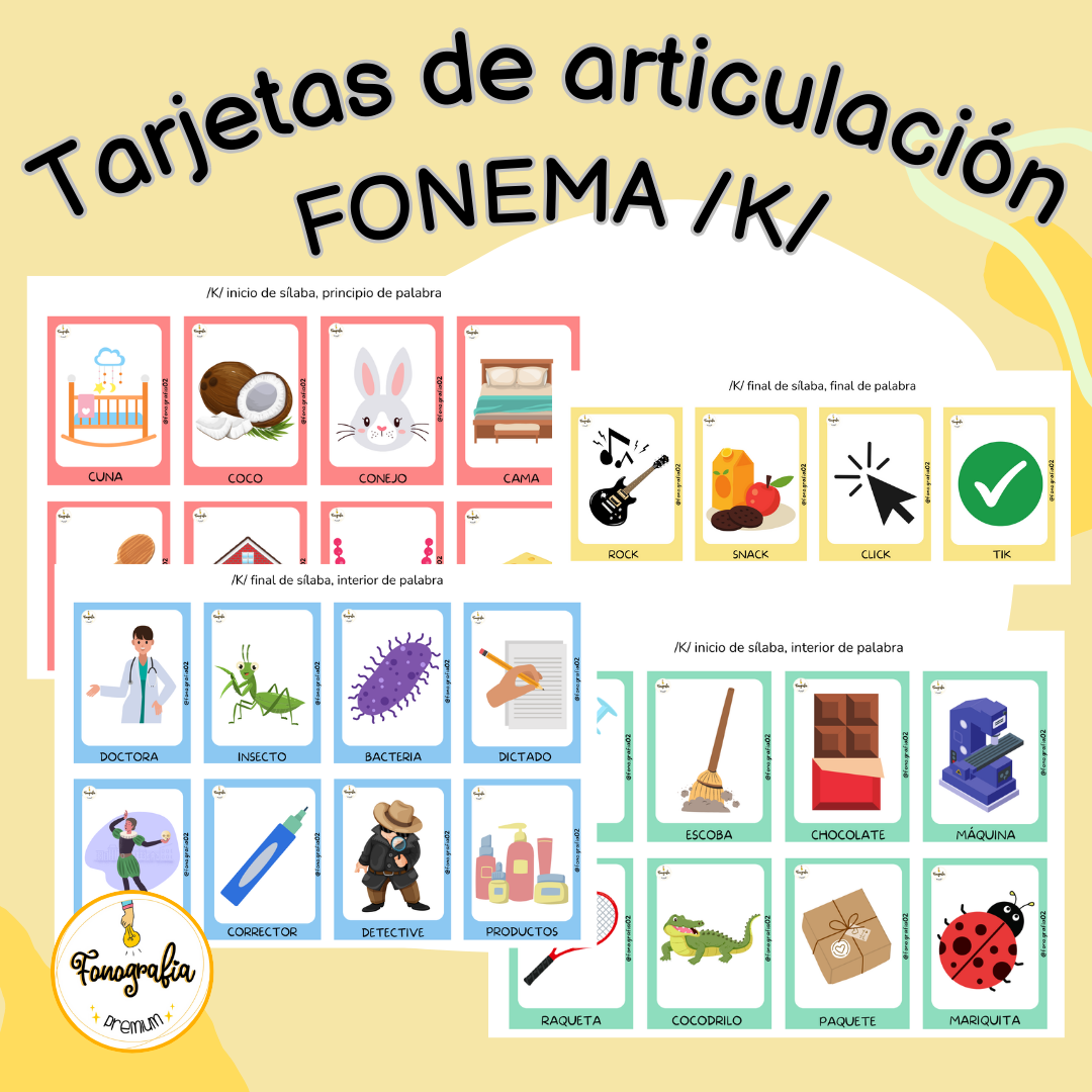 Tarjetas de articulación Fonema K - material didáctico de las ...