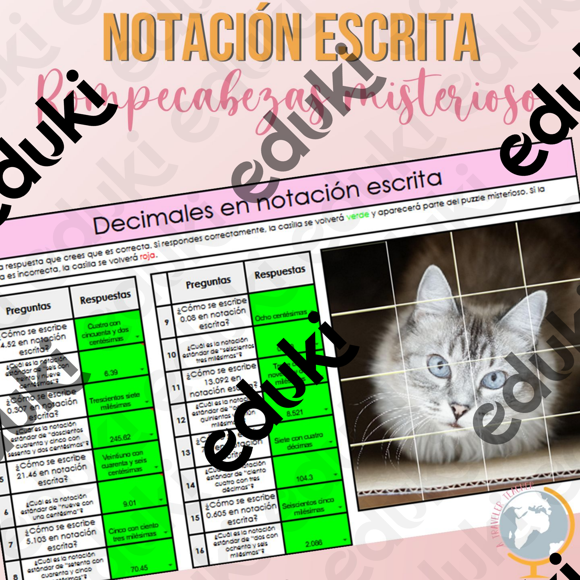 Decimales en Notacion Escrita Rompecabezas Misterioso - material de la ...