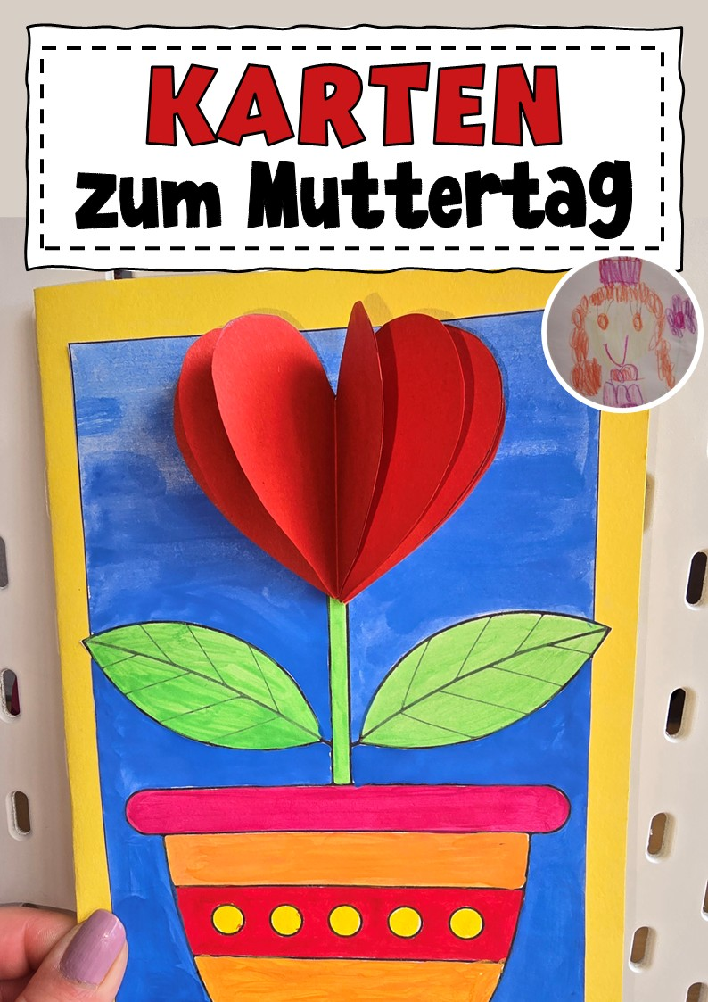 Muttertagskarten mit 3D-Herzen zum Muttertag basteln ...