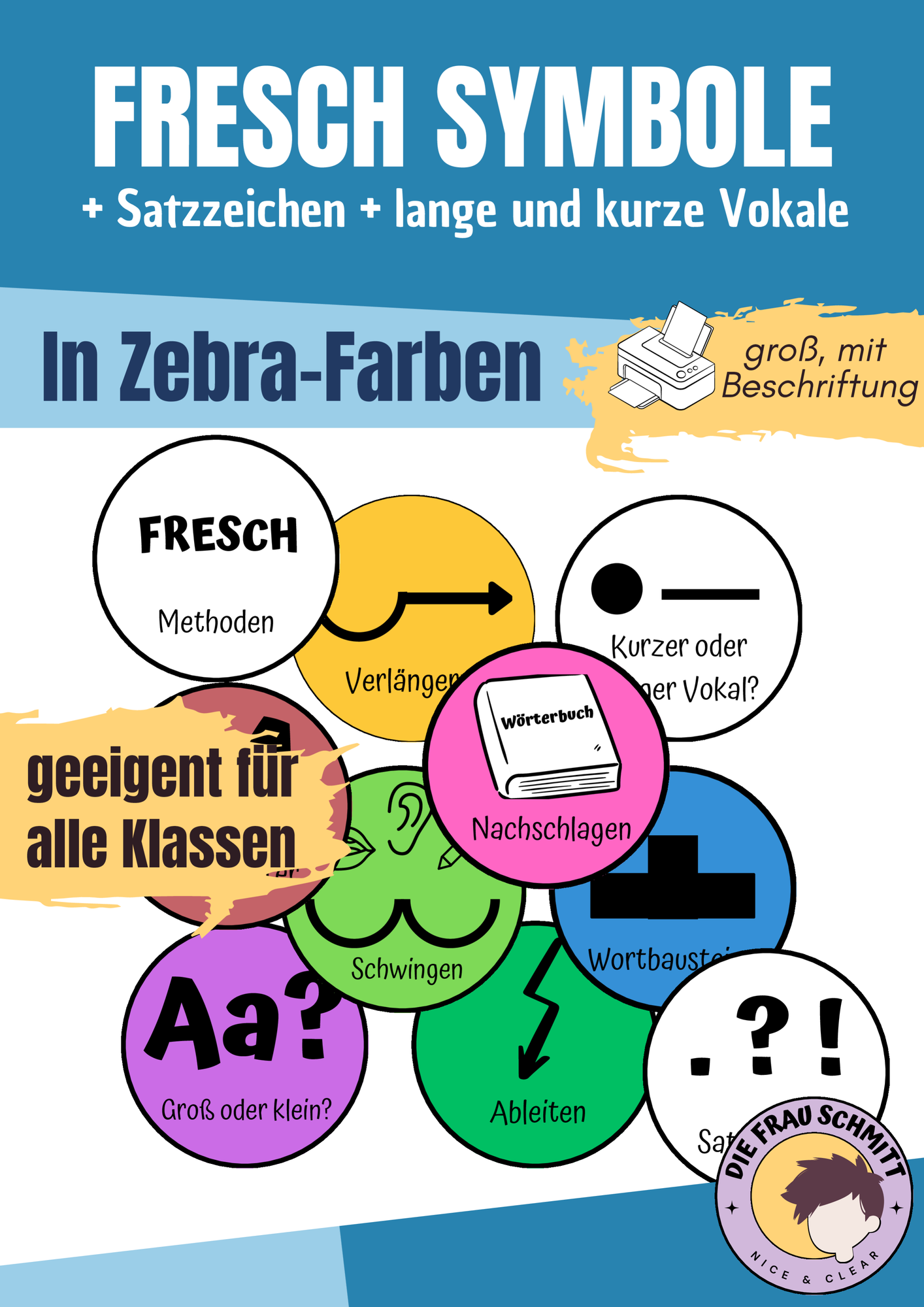 Fresch Symbole - groß, mit Schrift (Zebra-Farben) – Unterrichtsmaterial ...