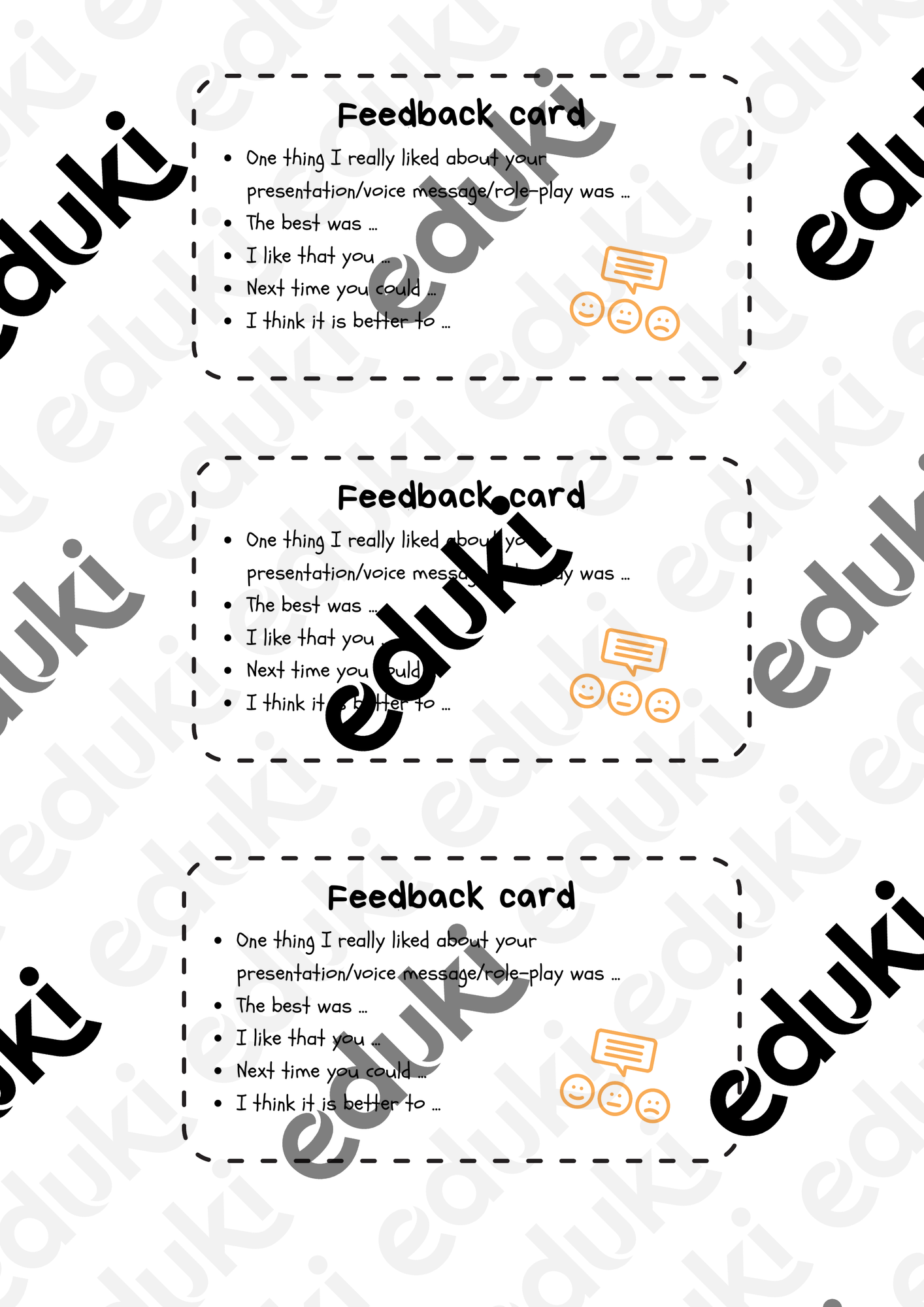 Feedback cards presentation – Unterrichtsmaterial im Fach Englisch