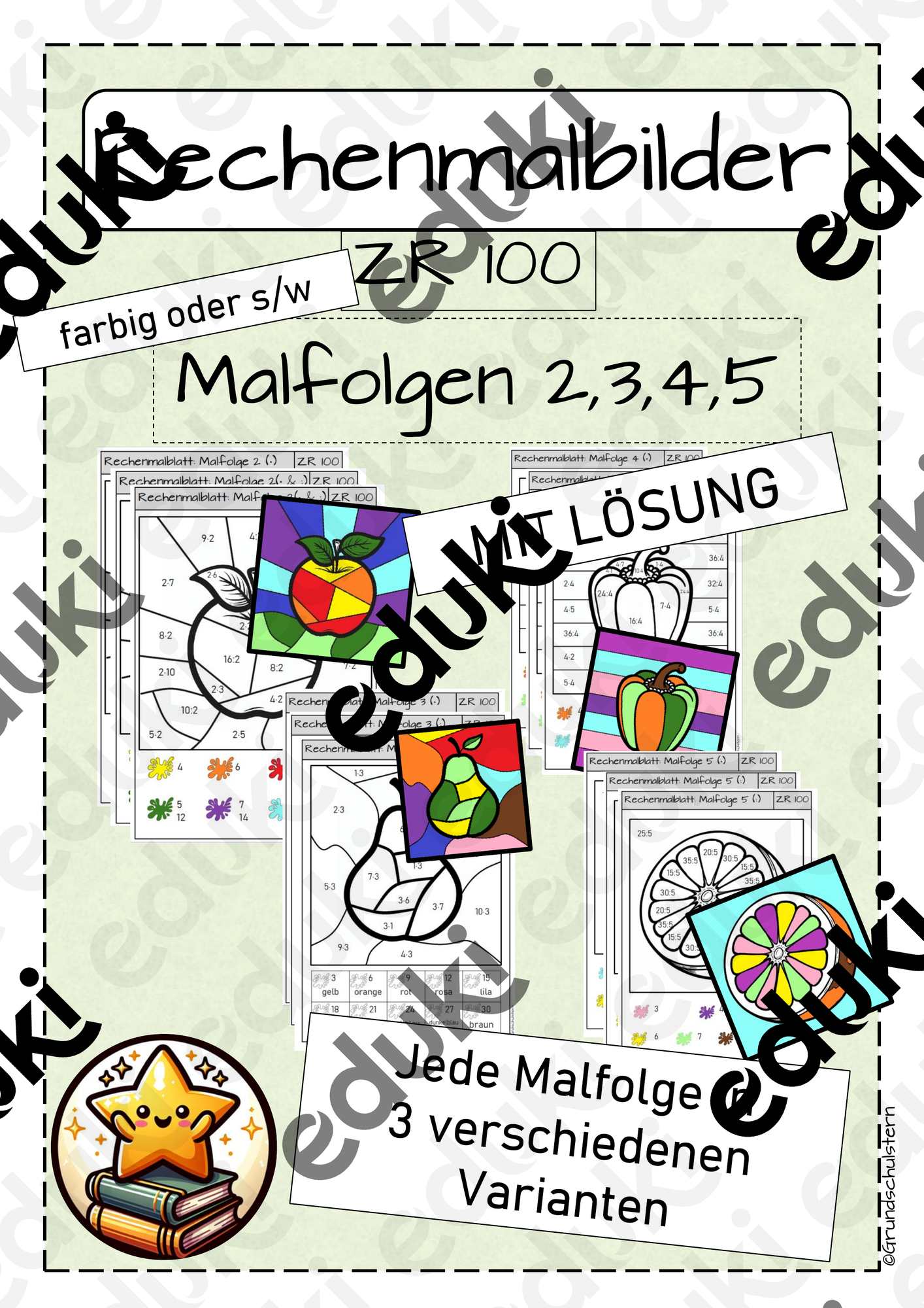 Rechenmalblatt Einmaleins Malfolge 2 3 4 5 mit Lösung ...