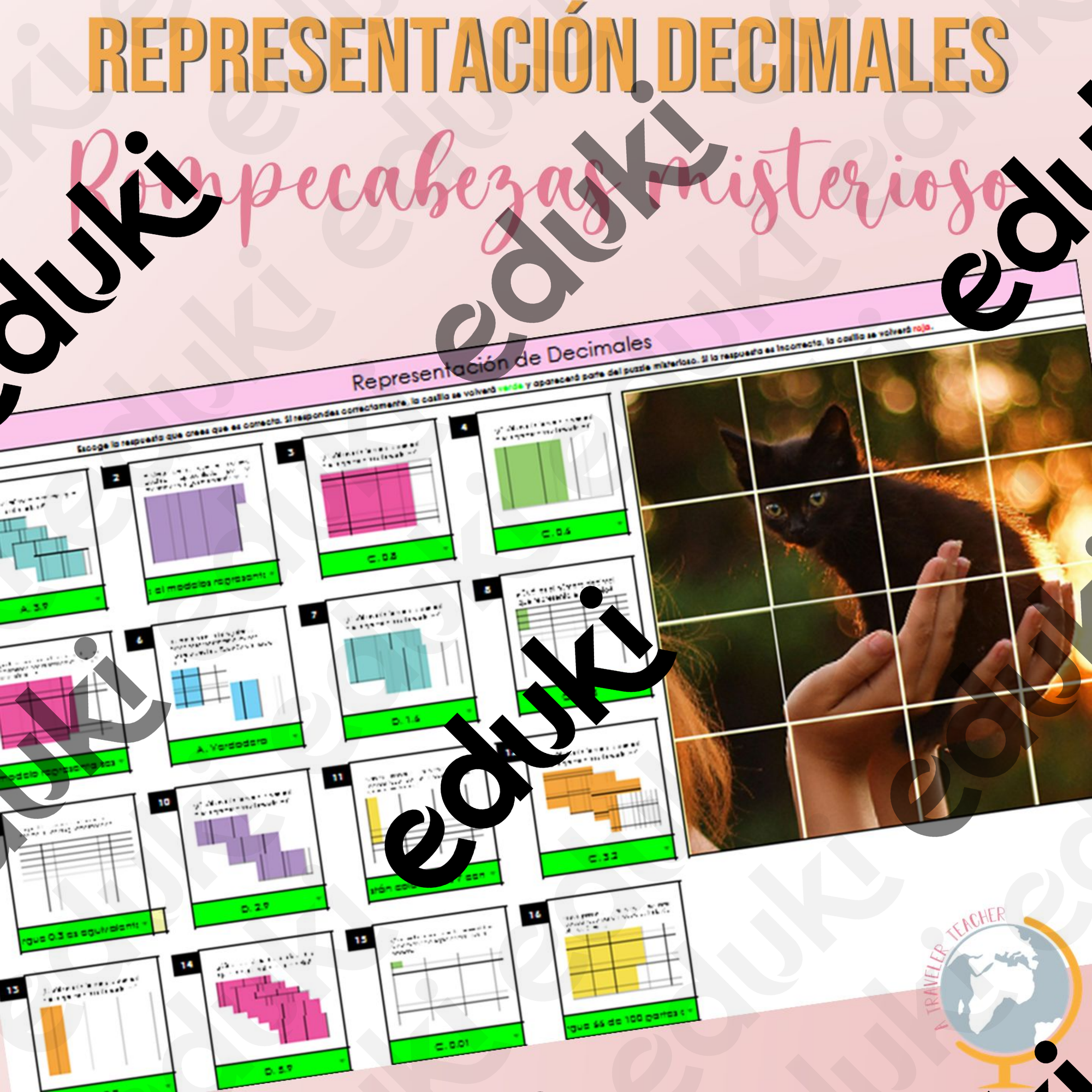 Representación de Decimales Rompecabezas Misterioso - material de la ...