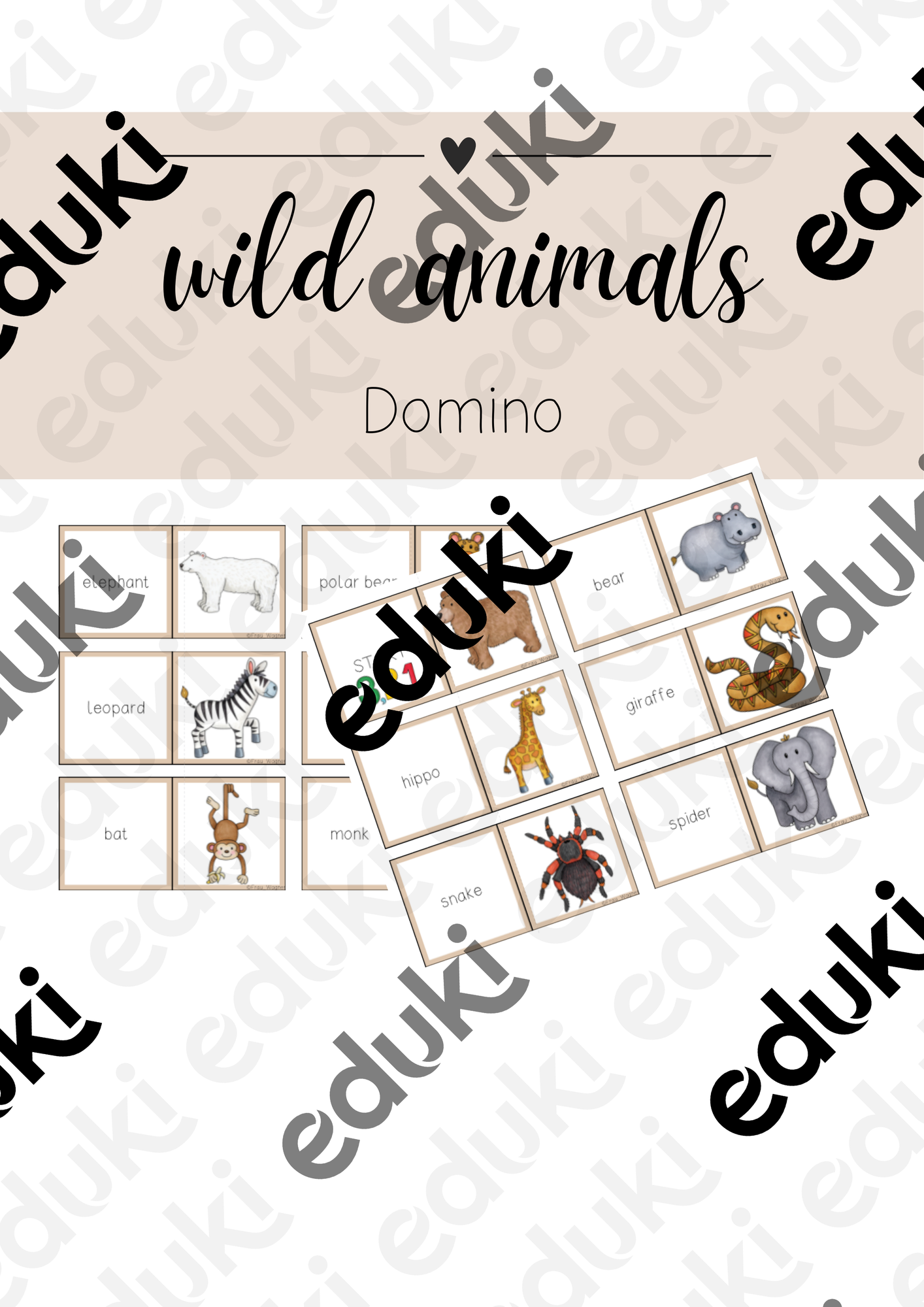 Domino wild animals – Unterrichtsmaterial im Fach Englisch
