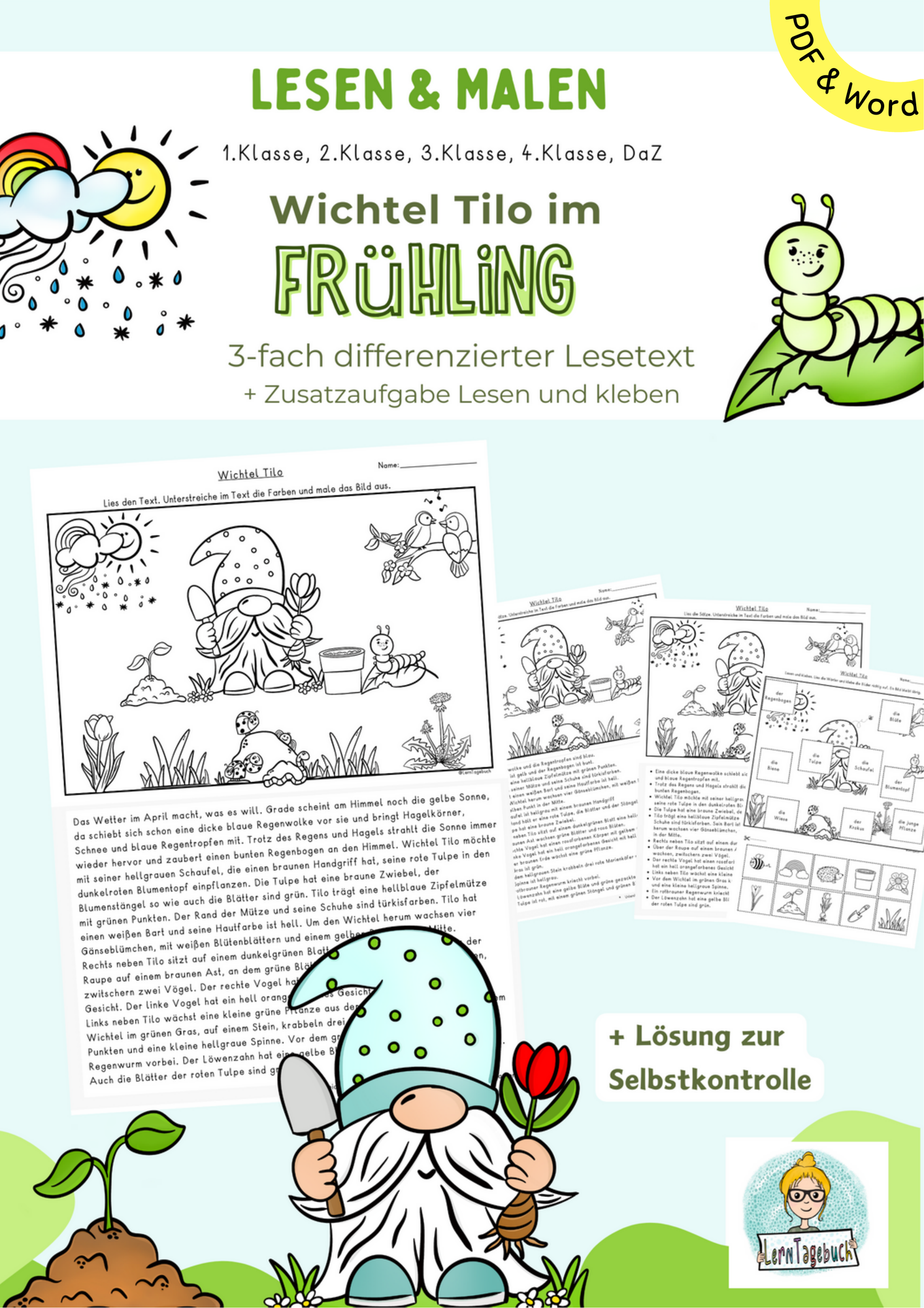 Lesen, verstehen und Malen Frühling, Leseaufgabe Klasse 2, 3, 4, DaZ ...