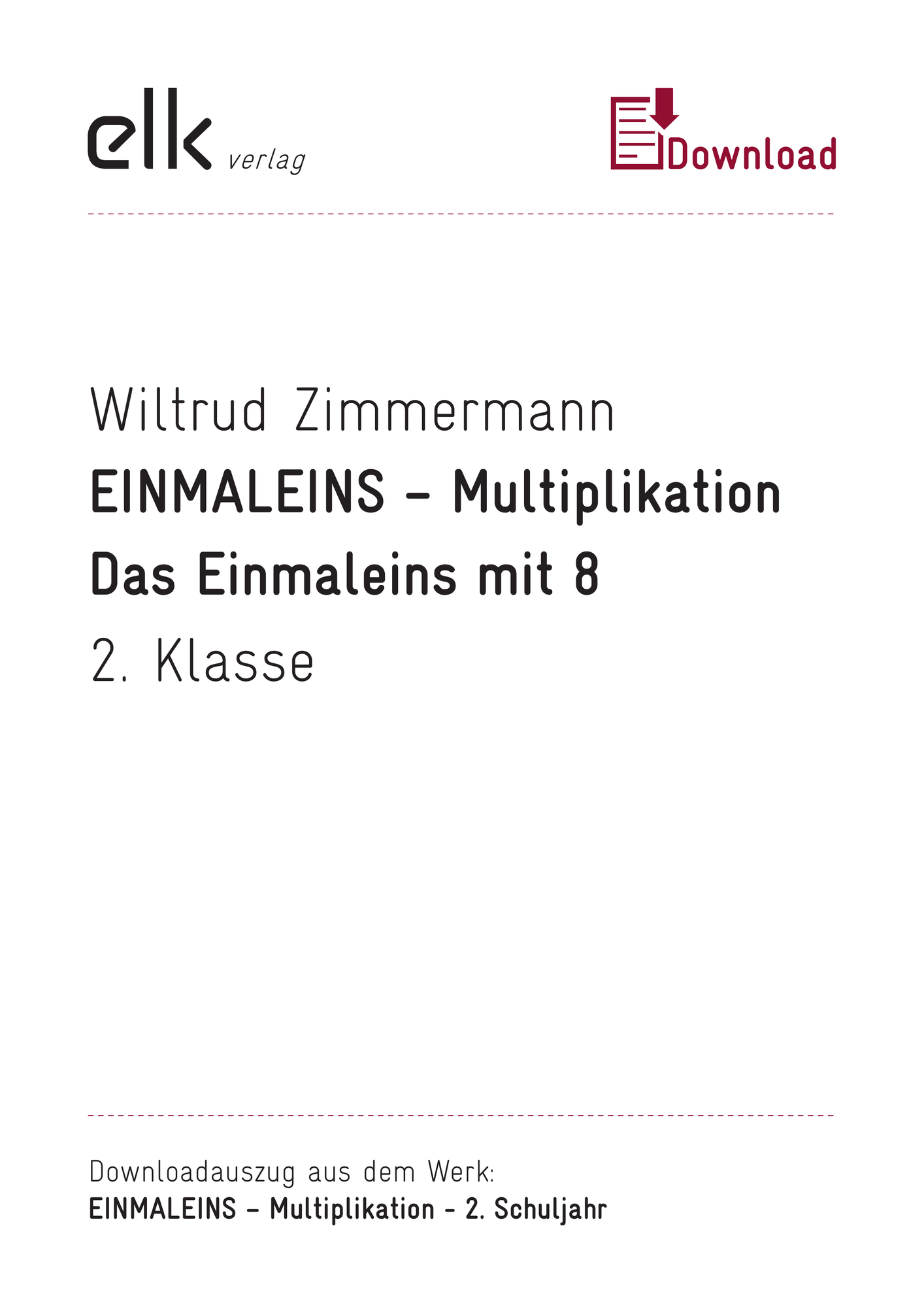 1x1 Multiplikation - Das Einmaleins mit 8 – Unterrichtsmaterial im Fach ...