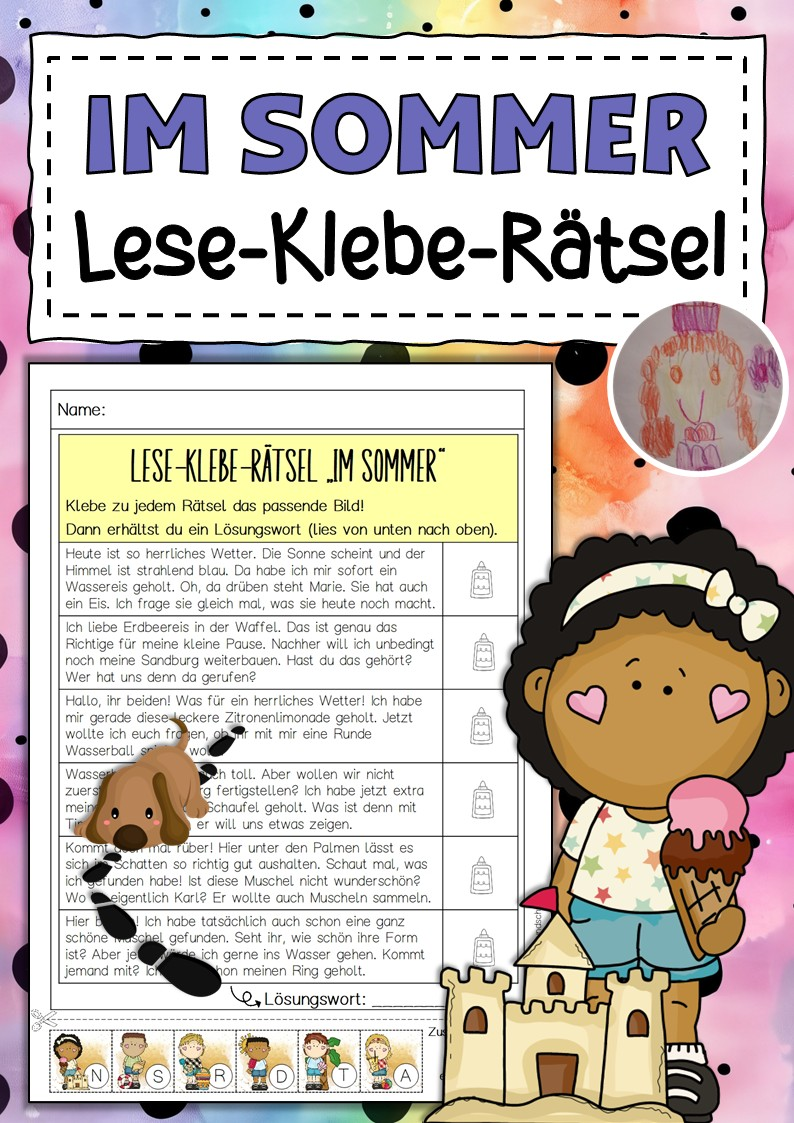 Leserätsel: Lese-Klebe-Rätsel im Sommer – Unterrichtsmaterial im Fach ...