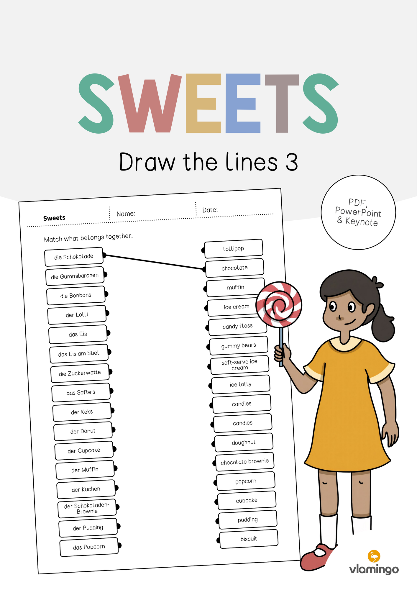 Sweets: Draw the lines 3 (Englisch) – Unterrichtsmaterial im Fach Englisch