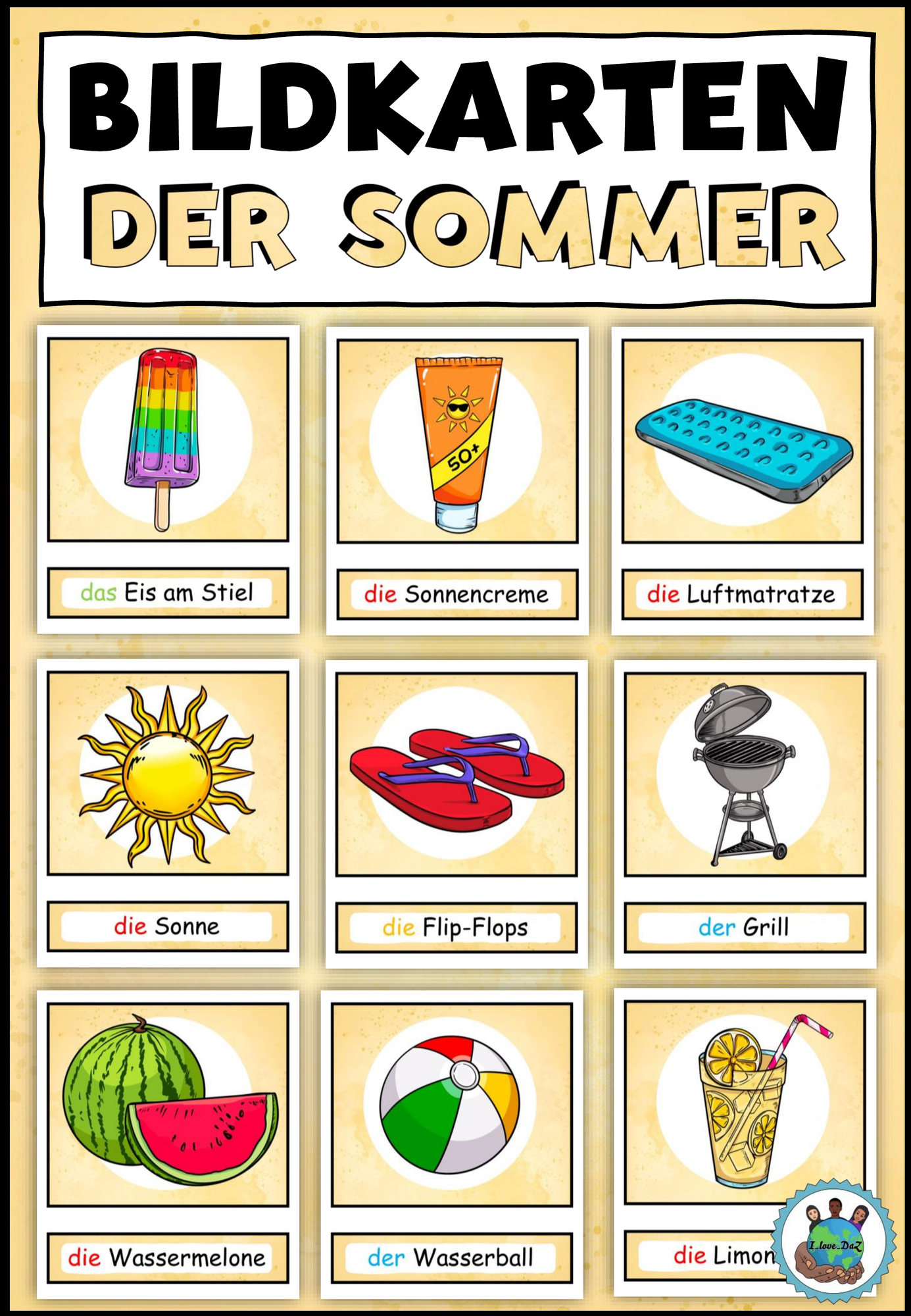 Bildkarten und Wortkarten "Der Sommer" DaZ / DaF/ Deutsch ...