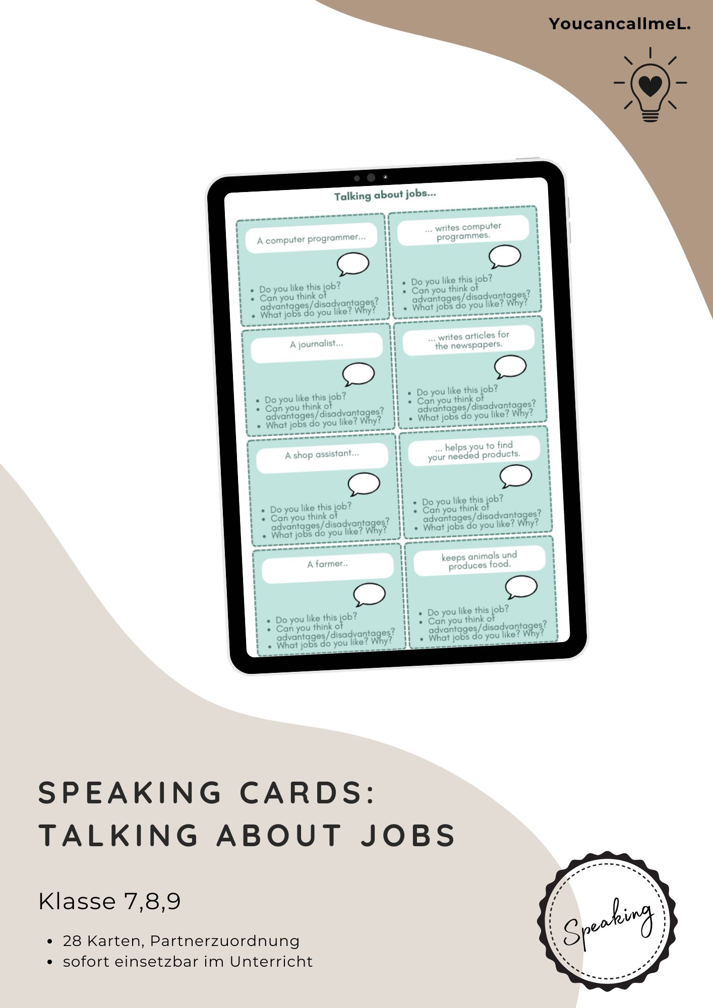 Speaking Cards - Talking about jobs – Unterrichtsmaterial im Fach Englisch